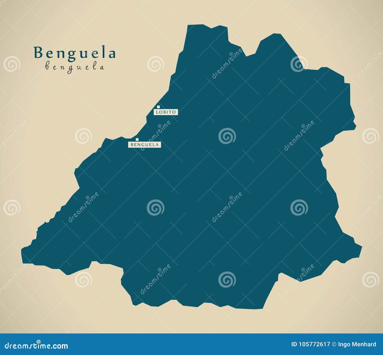Modern Map - Benguela AO stock illustration. Illustration of city ...