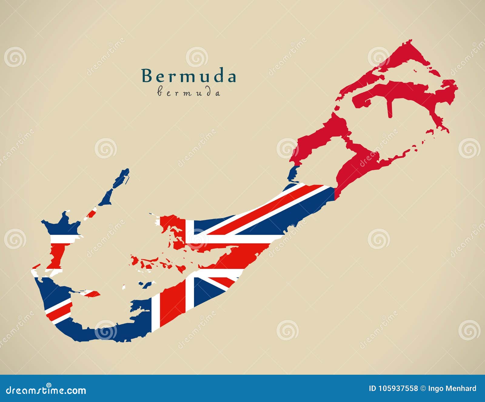 Modern Map - Bermuda Colored Flag BM Stock Illustration - Illustration ...