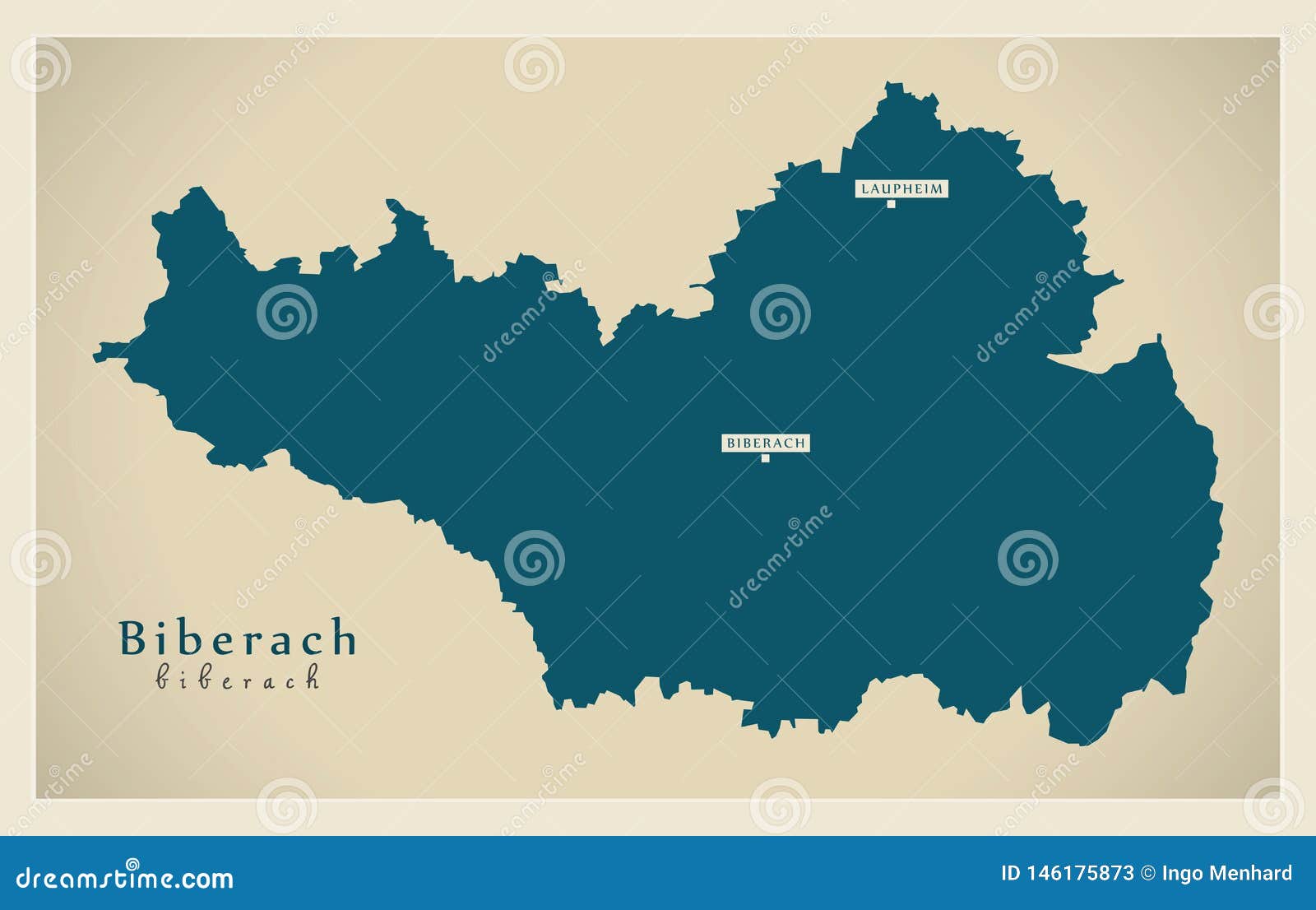 Modern Map - Biberach County of Baden Wuerttemberg DE Stock Vector ...