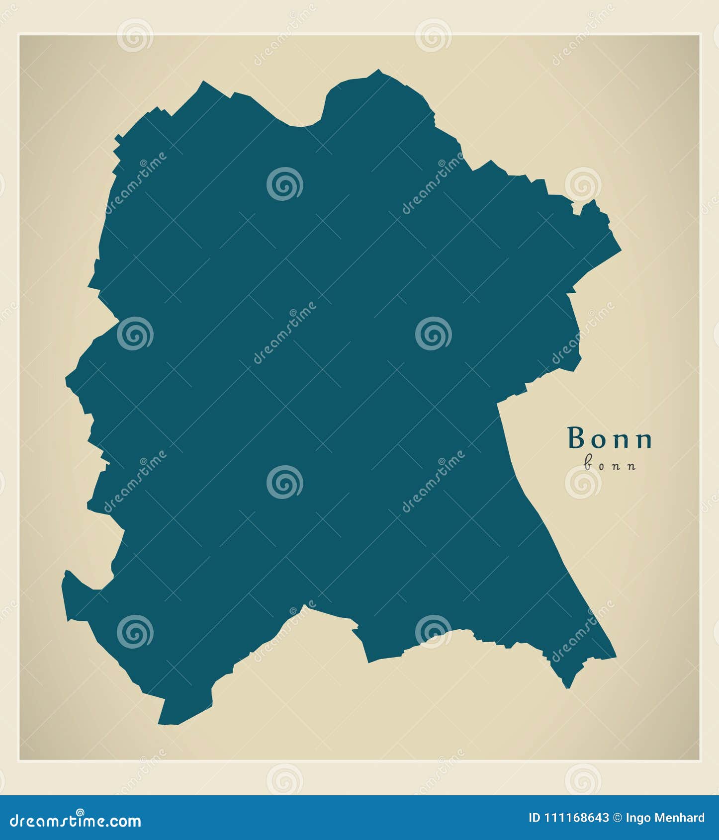 Bonn City Map With Boroughs Grey Illustration Silhouette Shape ...