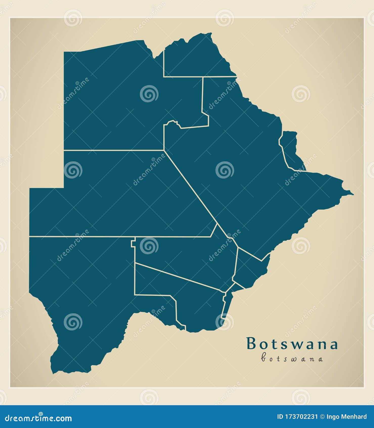 Modern Map - Botswana with Districts BW Stock Vector - Illustration of counties, botswana: 173702231