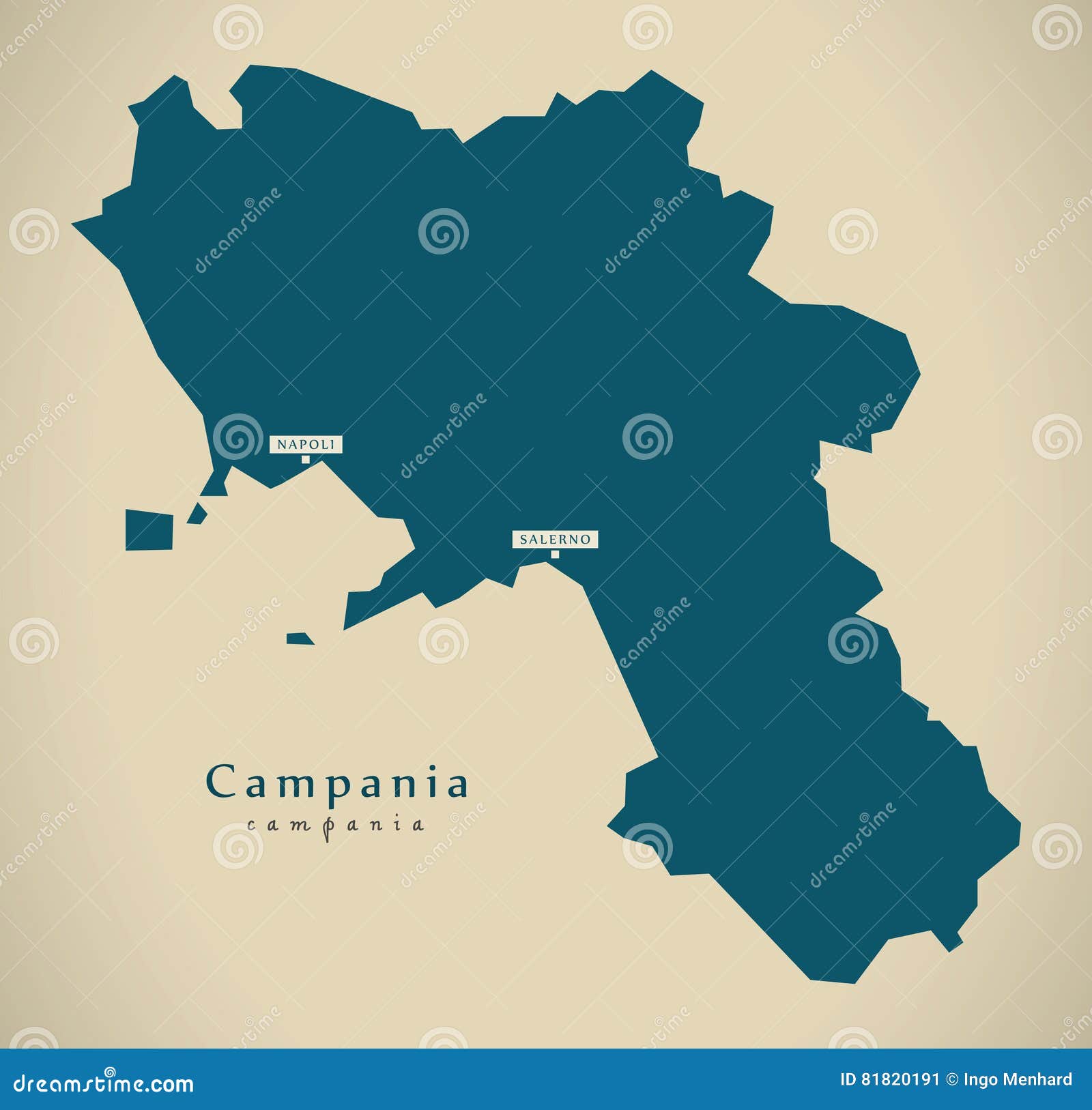 Modern Map - Campania it Italy Stock Illustration - Illustration of ...