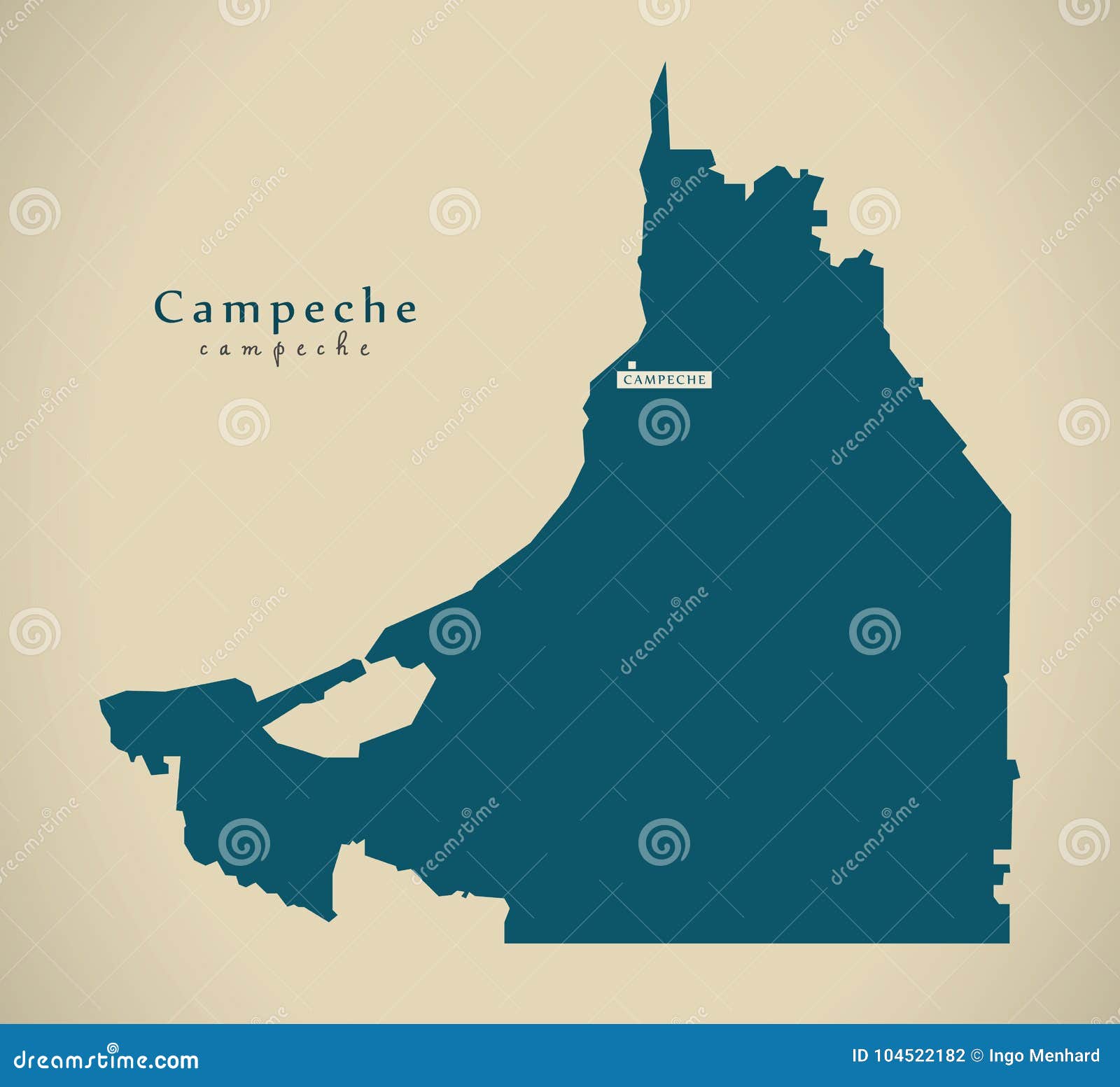 Modern Map - Campeche Mexico MX Stock Illustration - Illustration of ...
