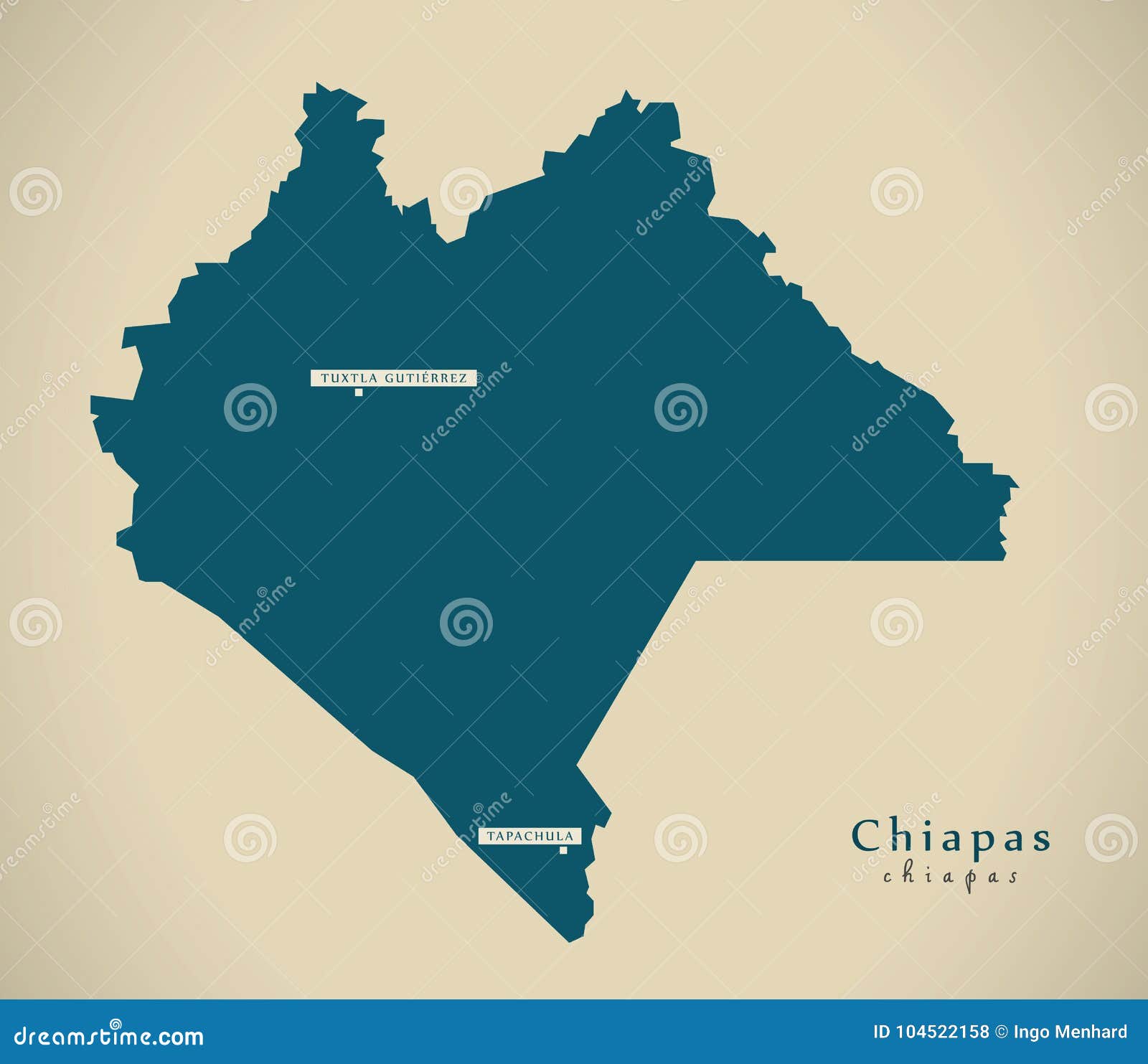 Modern Map - Chiapas Mexico MX Stock Illustration - Illustration of ...