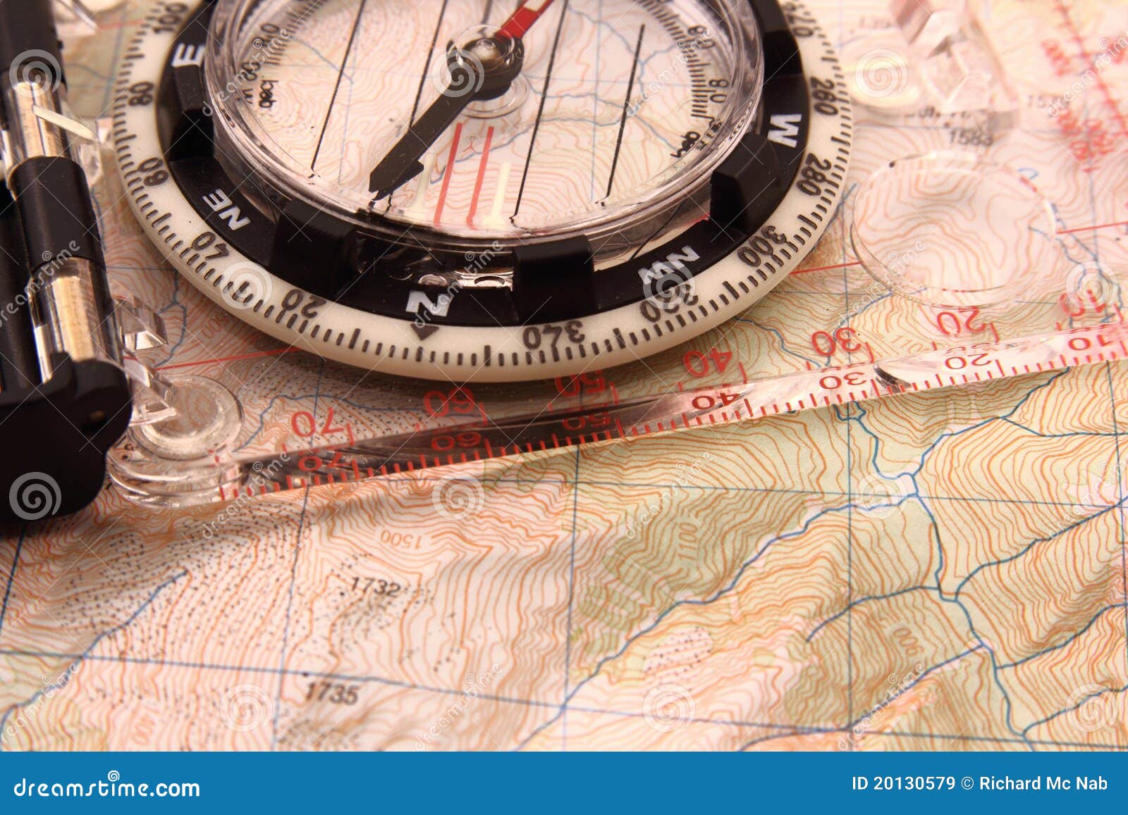 Modern Map Compass stock image. Image of close, kilometer - 20130579