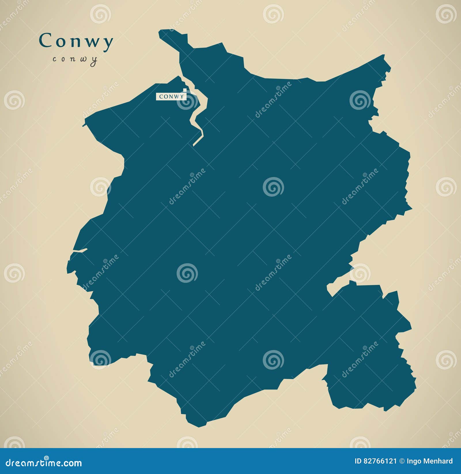 Modern Map - Conwy Wales UK Stock Illustration - Illustration of ...