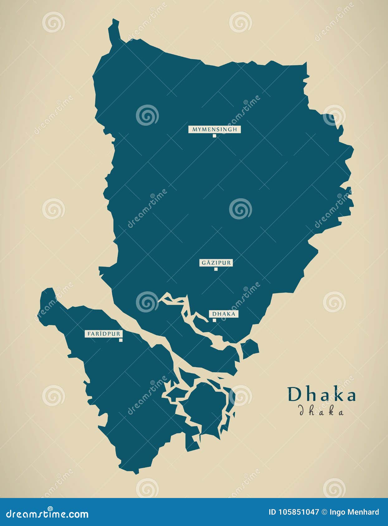 Modern Map - Dhaka BD stock illustration. Illustration of region ...