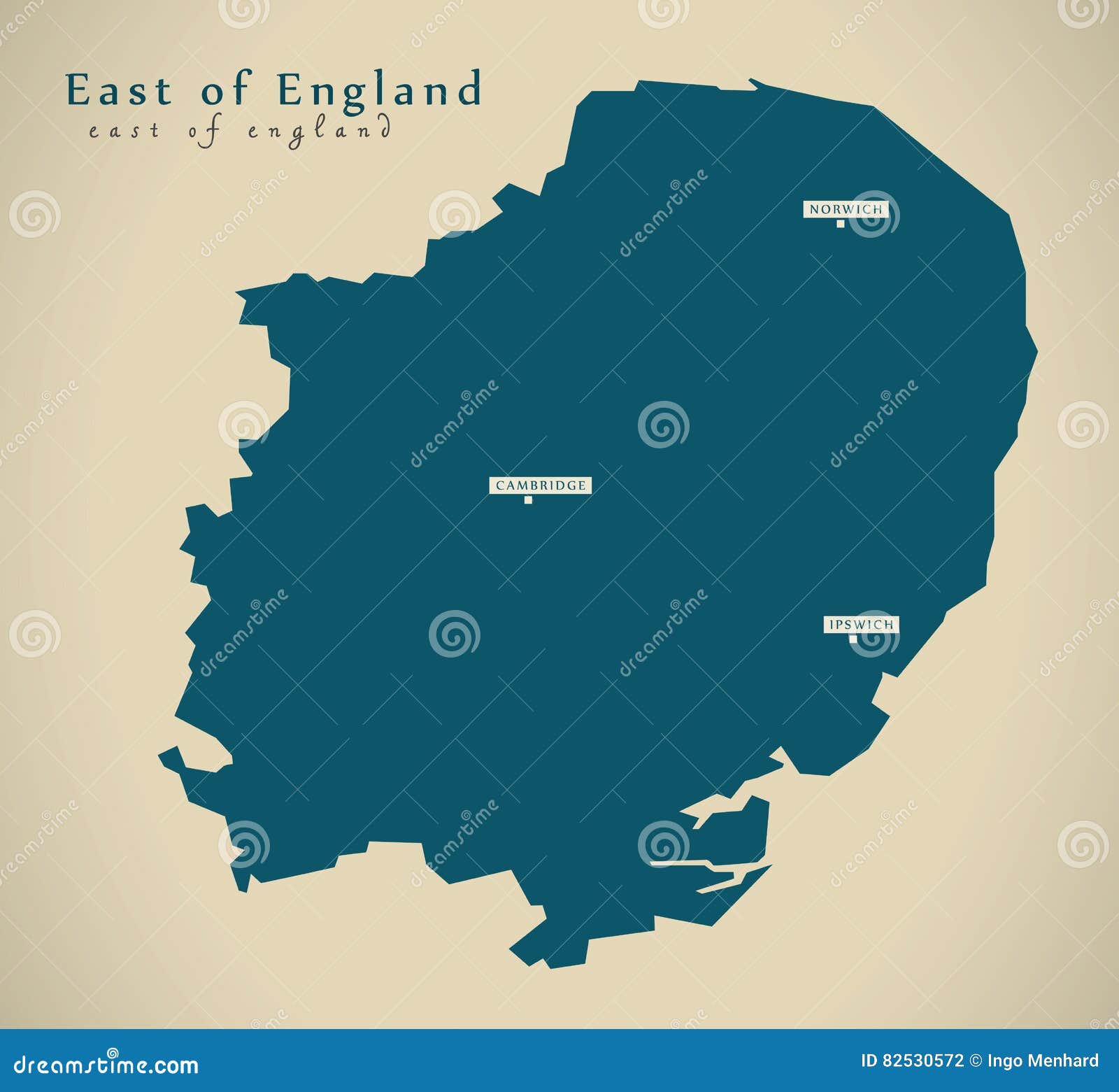 Modern Map - East of England UK Stock Illustration - Illustration of ...