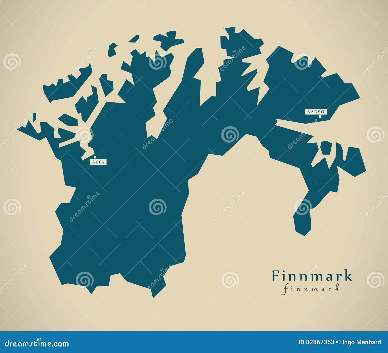 Modern Map - Finnmark Norway NO Stock Illustration - Illustration of borders, divisions: 82867353