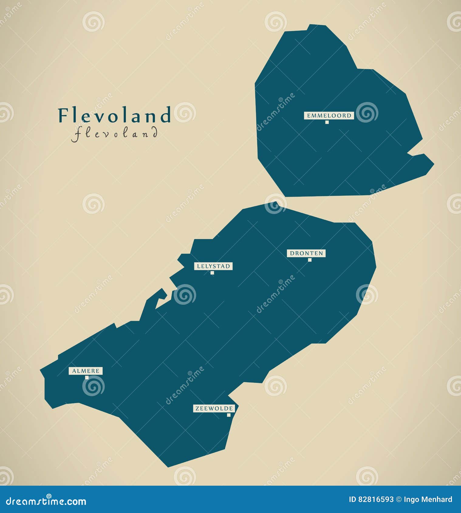Modern Map - Flevoland NL stock illustration. Illustration of regions ...