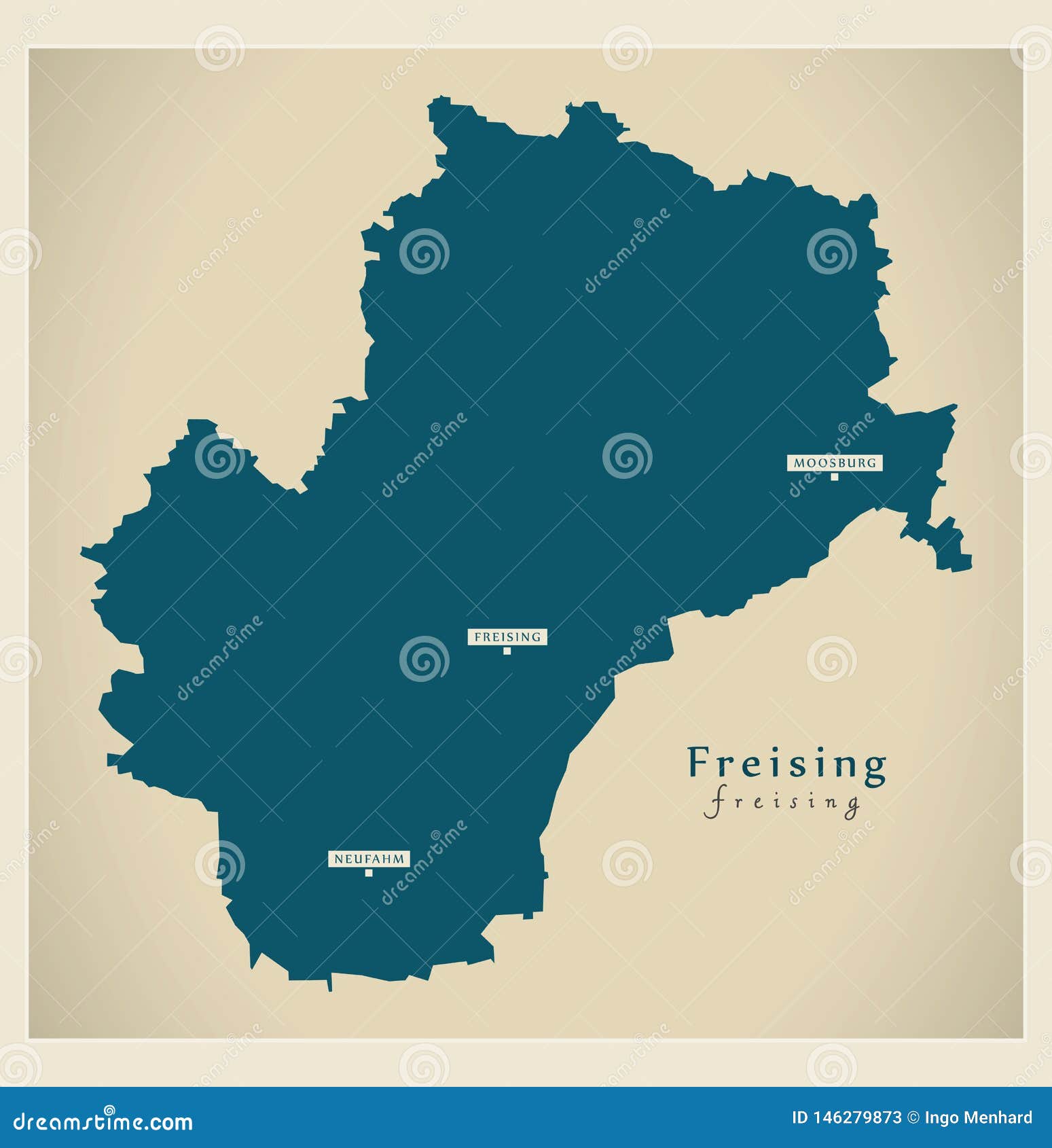 Modern Map - Freising County of Bavaria DE Stock Vector - Illustration ...