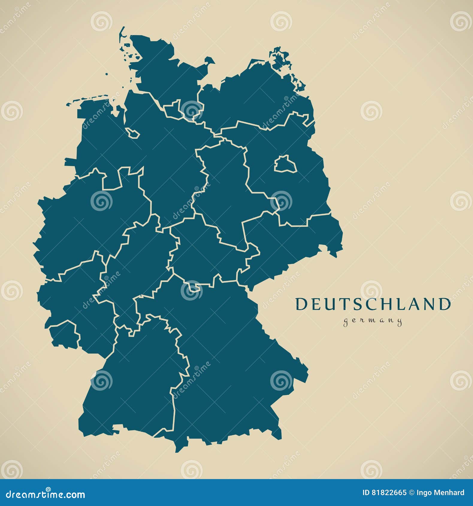 Modern Map - Germany with Federal States DE Stock Illustration ...