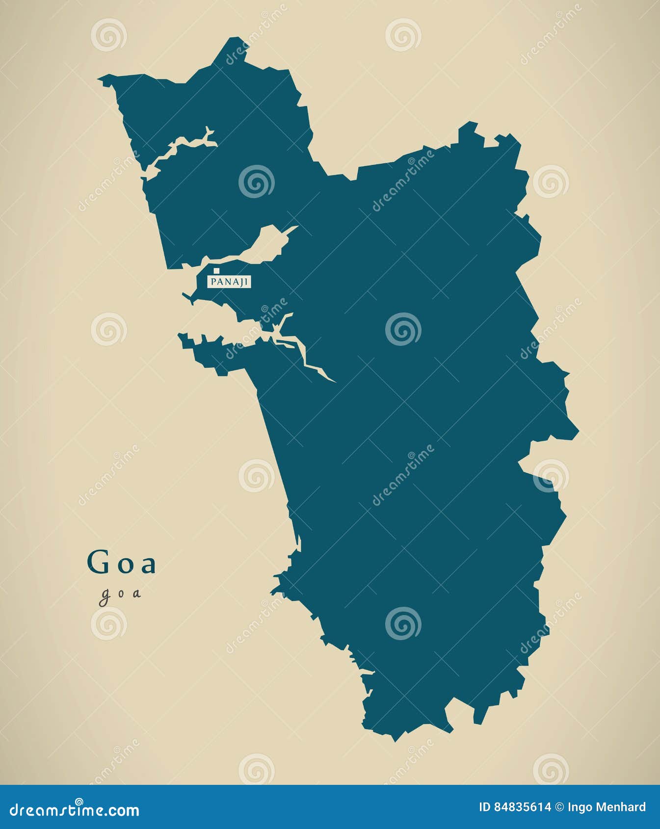 Modern Map - Goa in India Federal State Illustration Stock Illustration ...