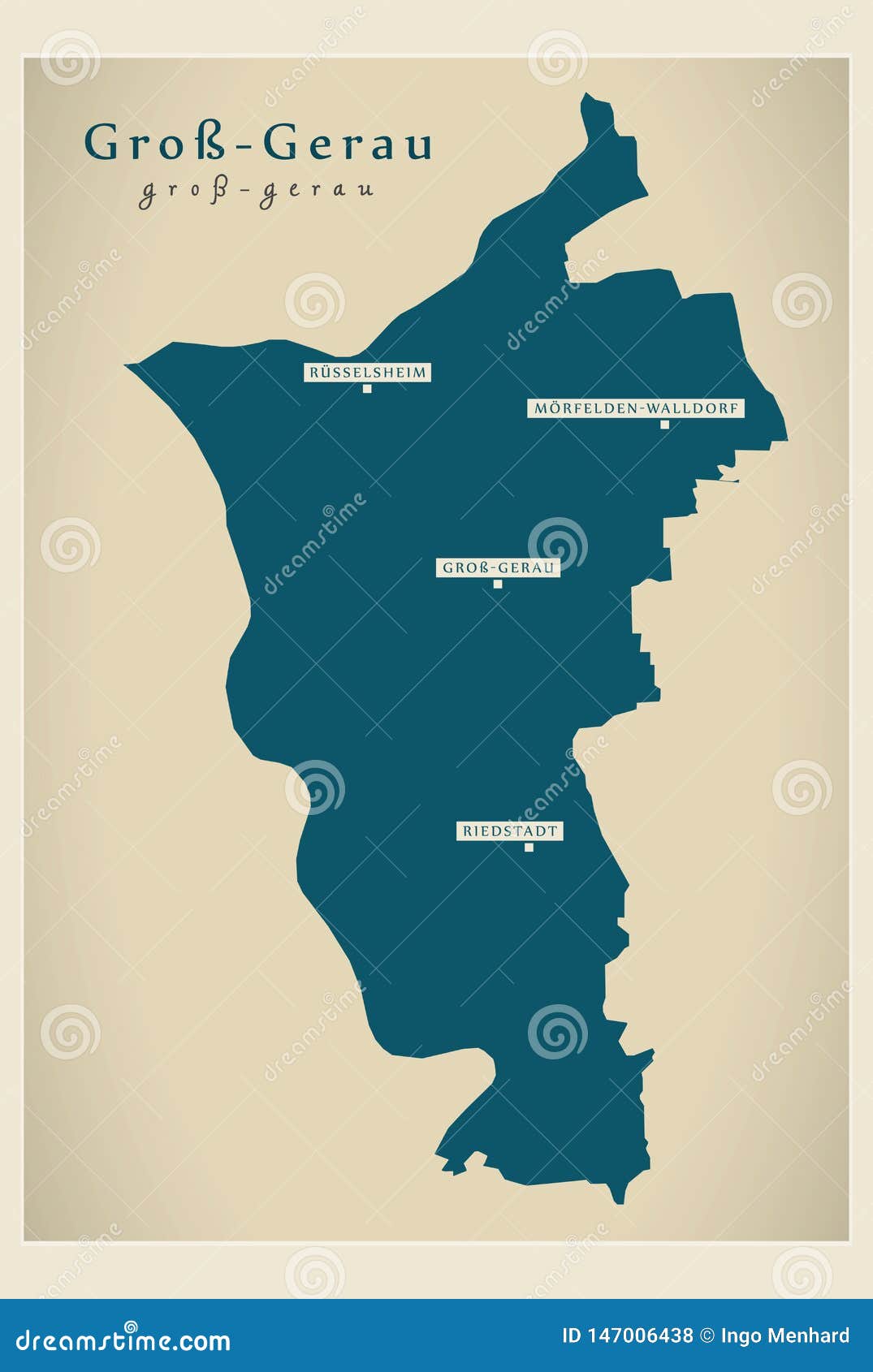 Modern Map - Gross-Gerau County of Hessen DE Stock Vector ...