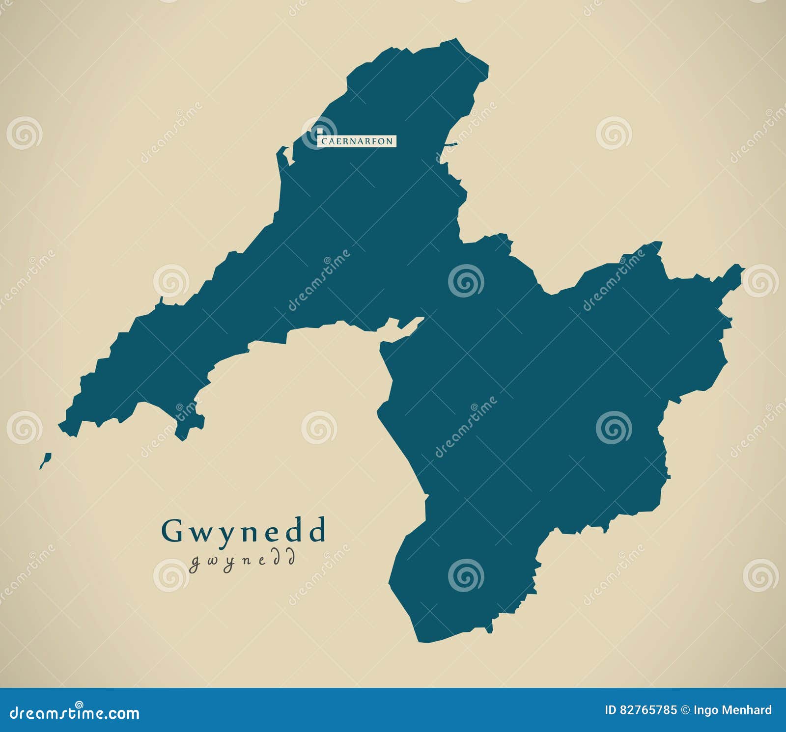 Modern Map - Gwynedd Wales UK Stock Illustration - Illustration of ...