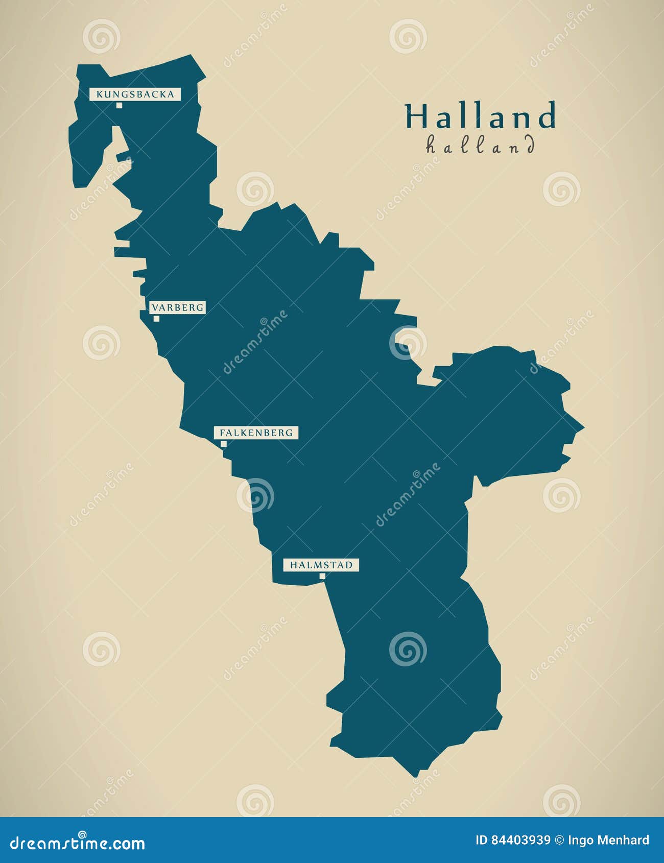 Modern Map - Halland Sweden SE Stock Illustration - Illustration of ...