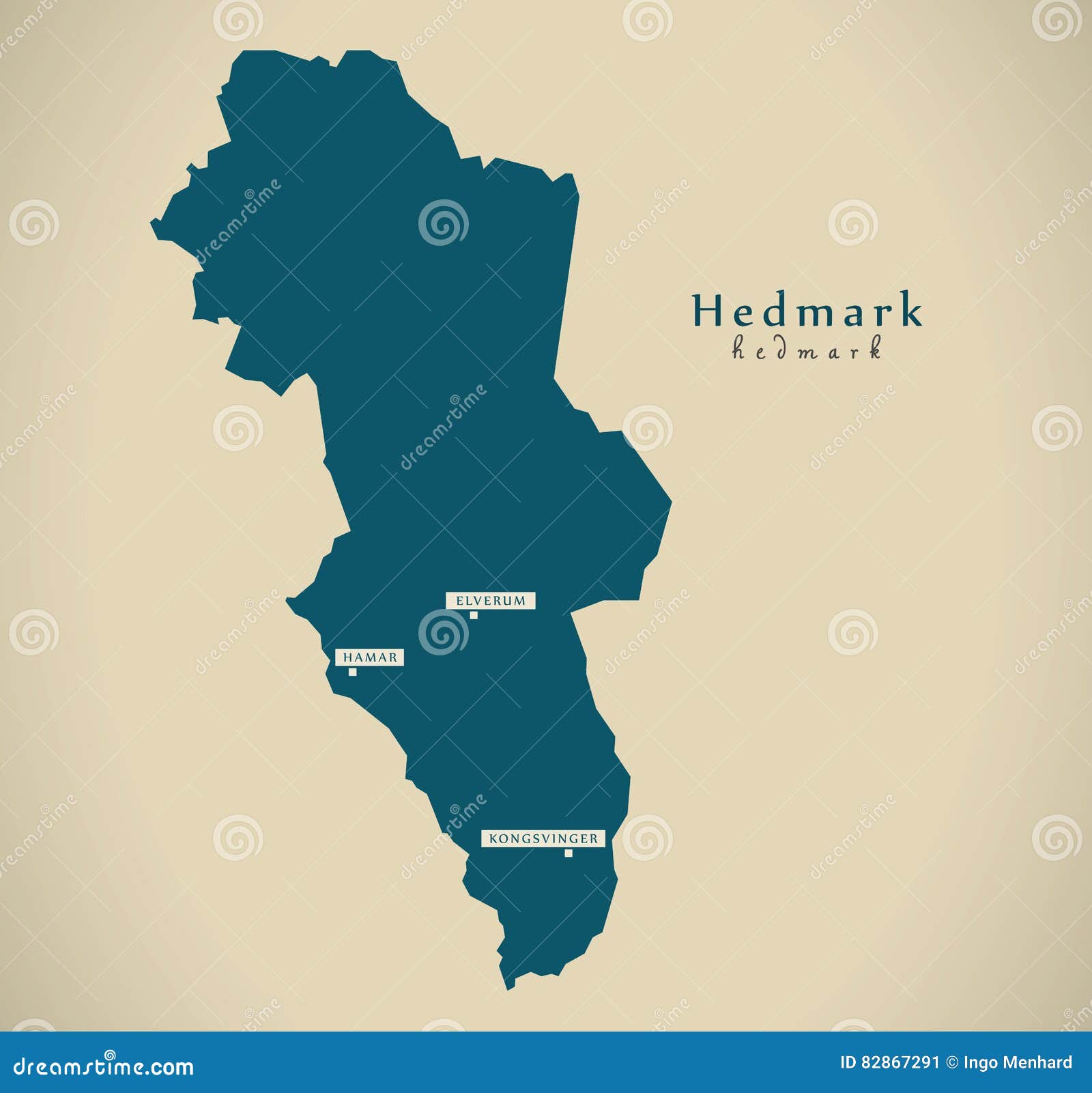 Modern Map - Hedmark Norway NO Stock Illustration - Illustration of ...