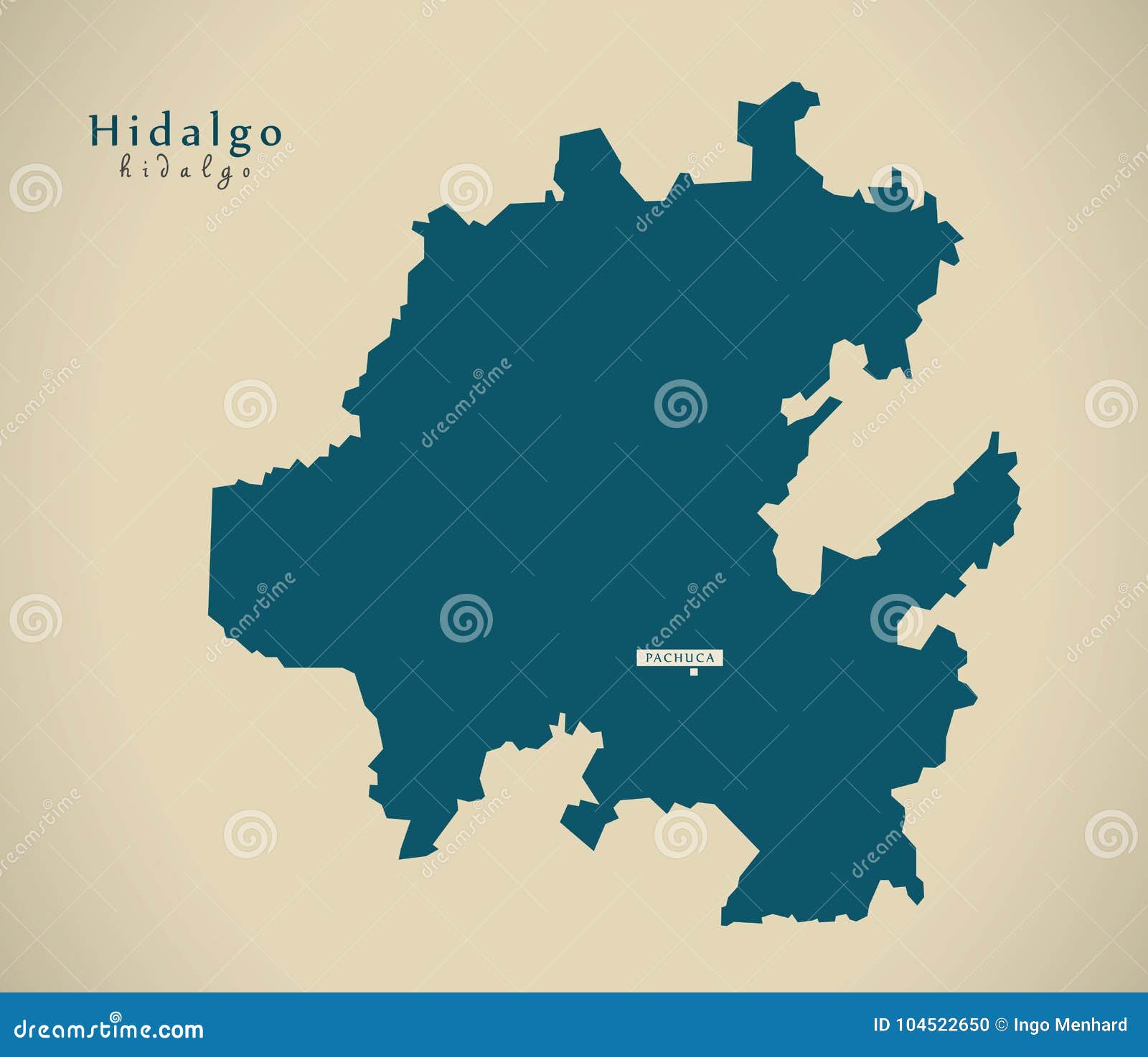 Modern Map - Hidalgo Mexico MX Stock Illustration - Illustration of ...