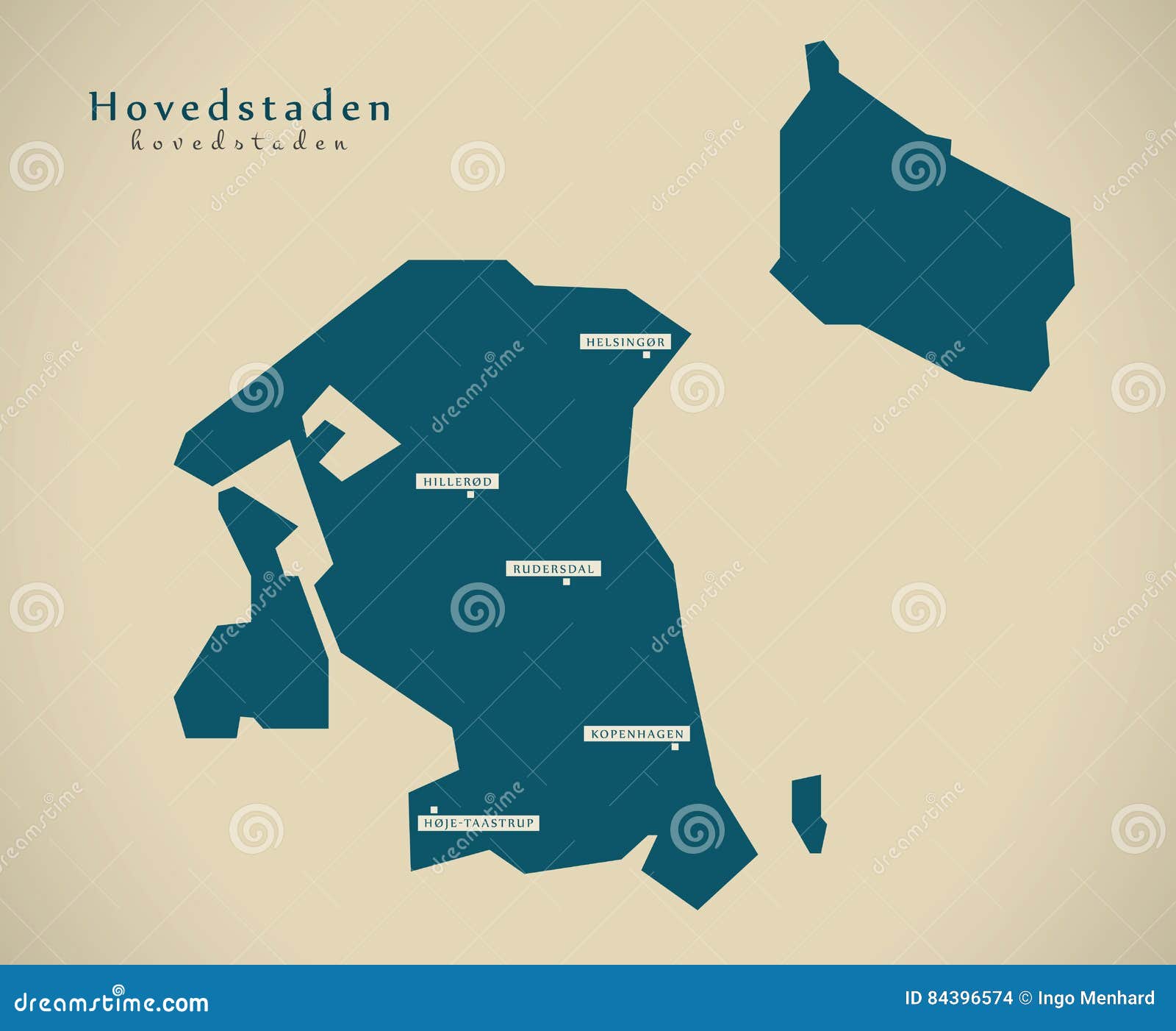 Modern Map - Hovedstaden Denmark DK Stock Illustration - Illustration ...