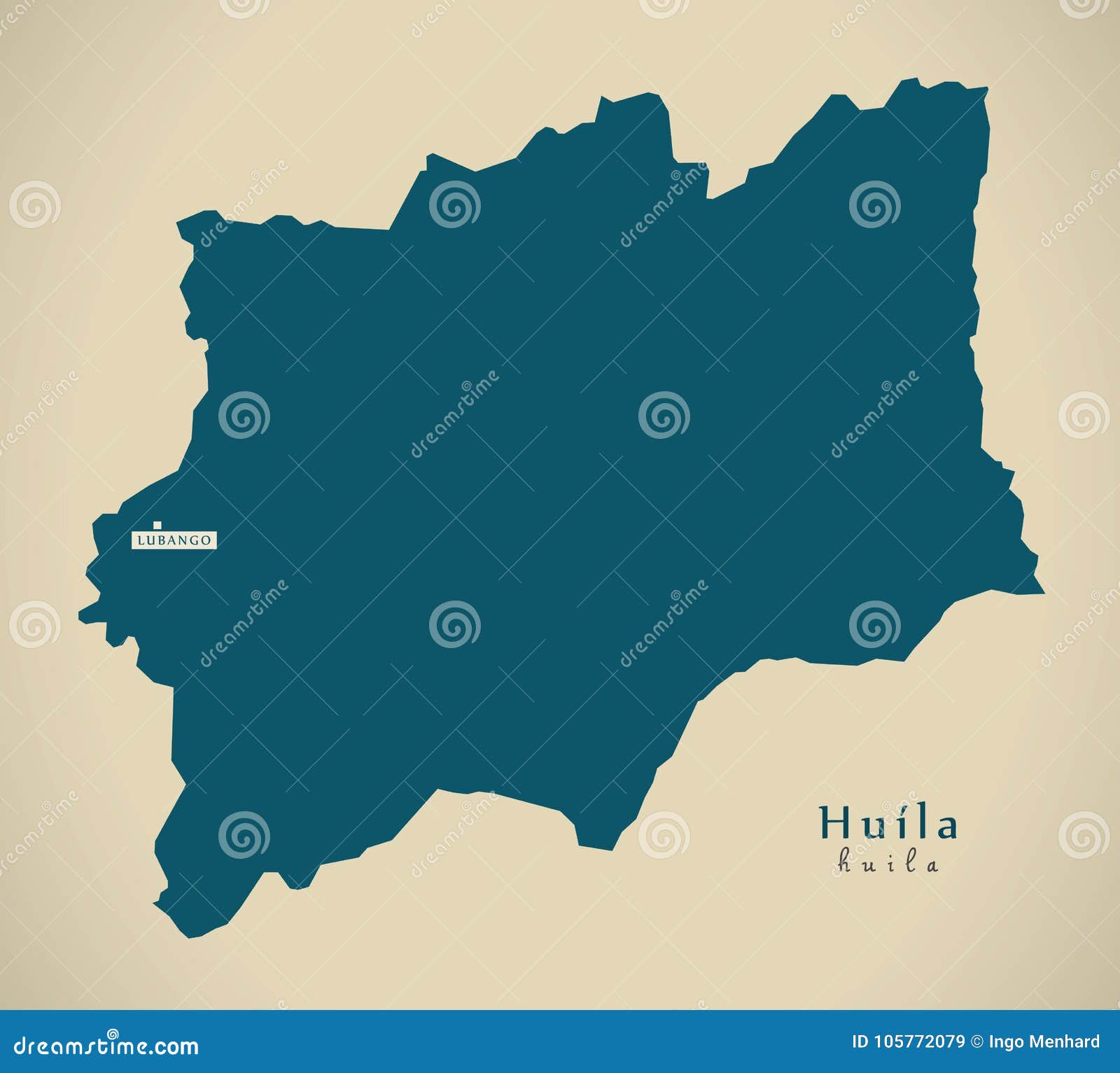 Modern Map - Huila AO stock illustration. Illustration of division ...