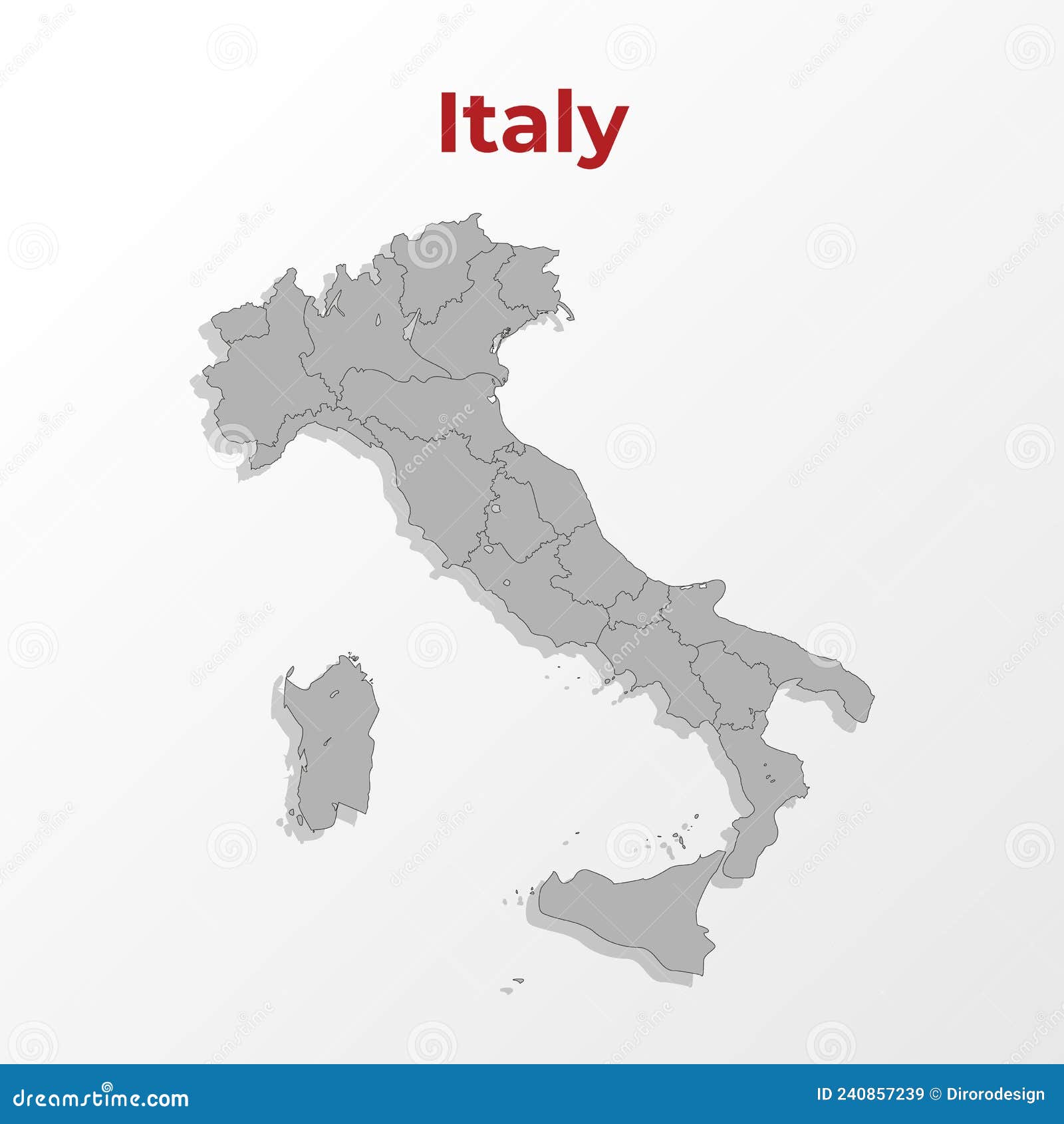 Italy Map With Gray Tone On Png Or Transparent Background,illustration ...