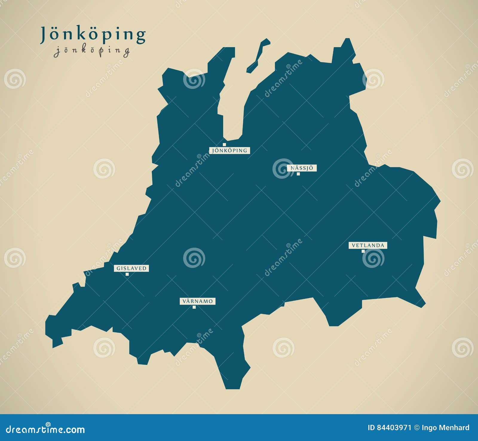 Modern Map - Jonkoping Sweden SE Stock Illustration - Illustration of ...