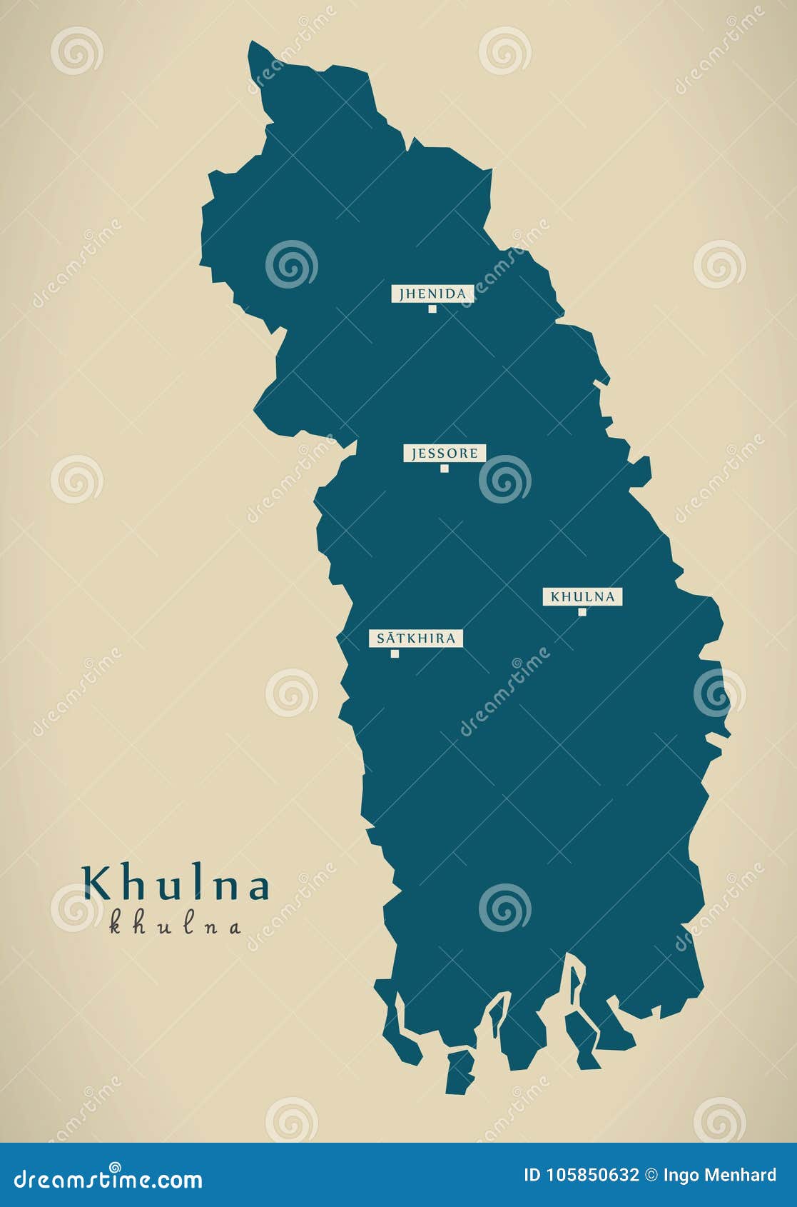 Modern Map - Khulna BD stock illustration. Illustration of area - 105850632