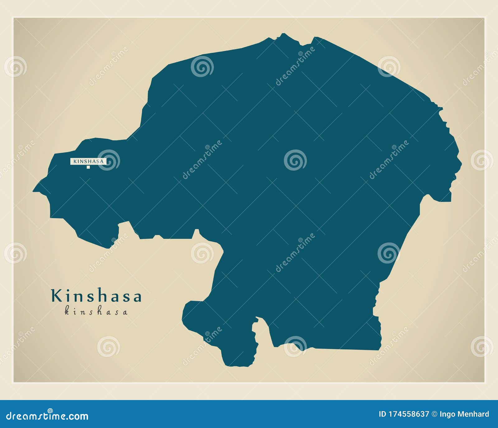 Modern Map - Kinshasa Province Map of DR Congo Stock Vector ...