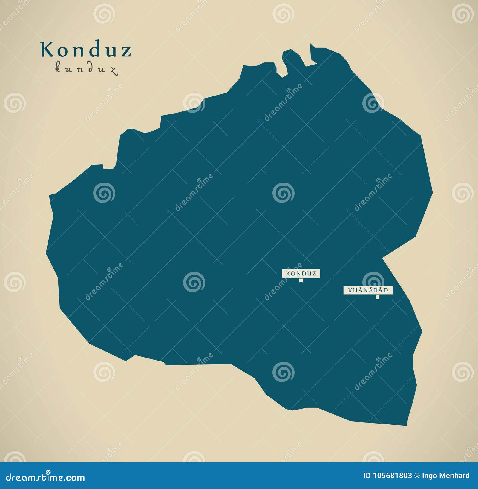 Kunduz City Islamic Republic Of Afghanistan Map Vector Illustration ...