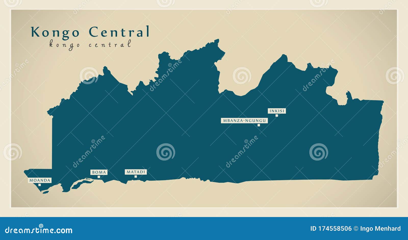 Modern Map - Kongo Central Province Map of DR Congo Stock Vector ...