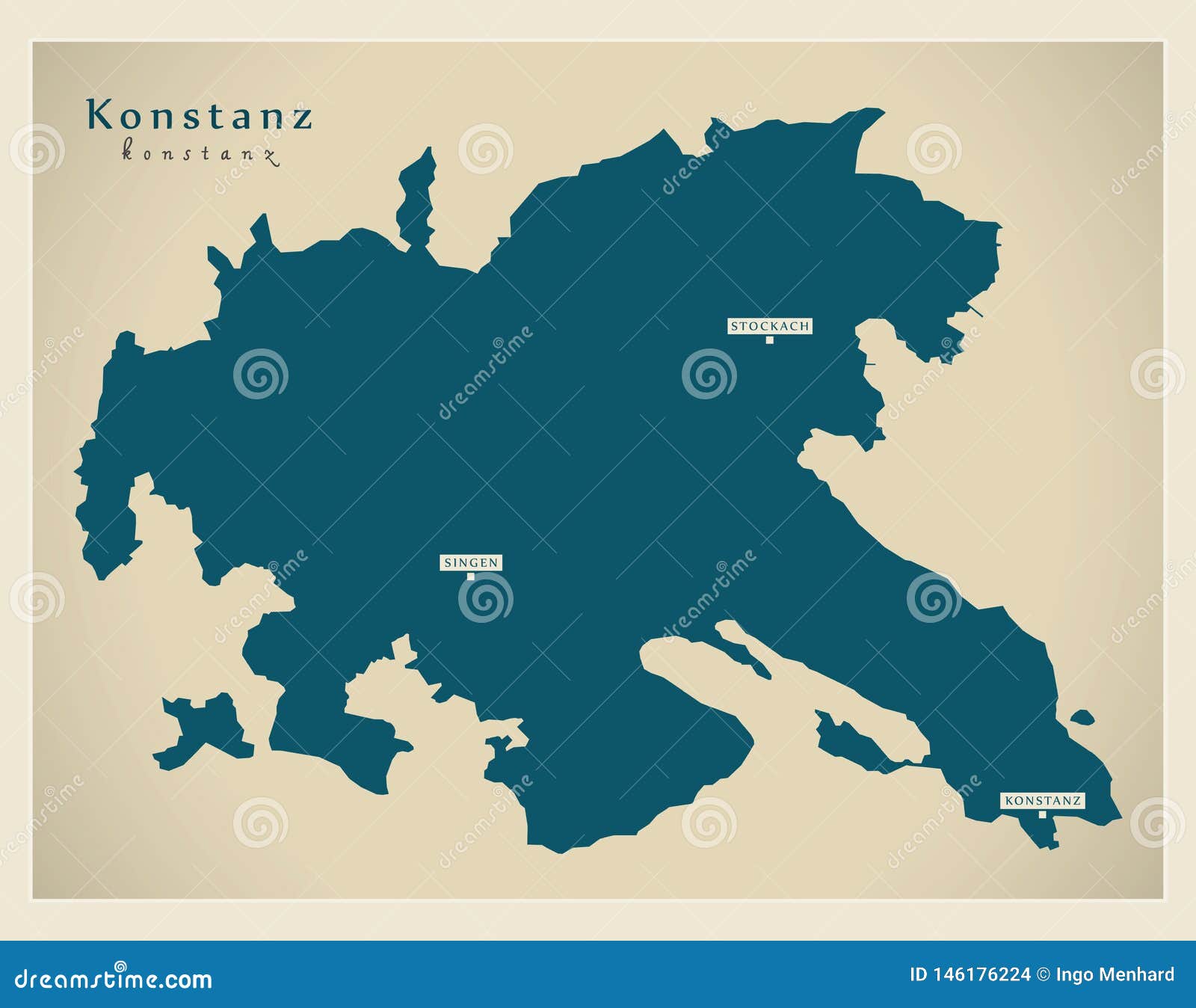 Modern Map - Konstanz County Of Baden Wuerttemberg DE Vector ...