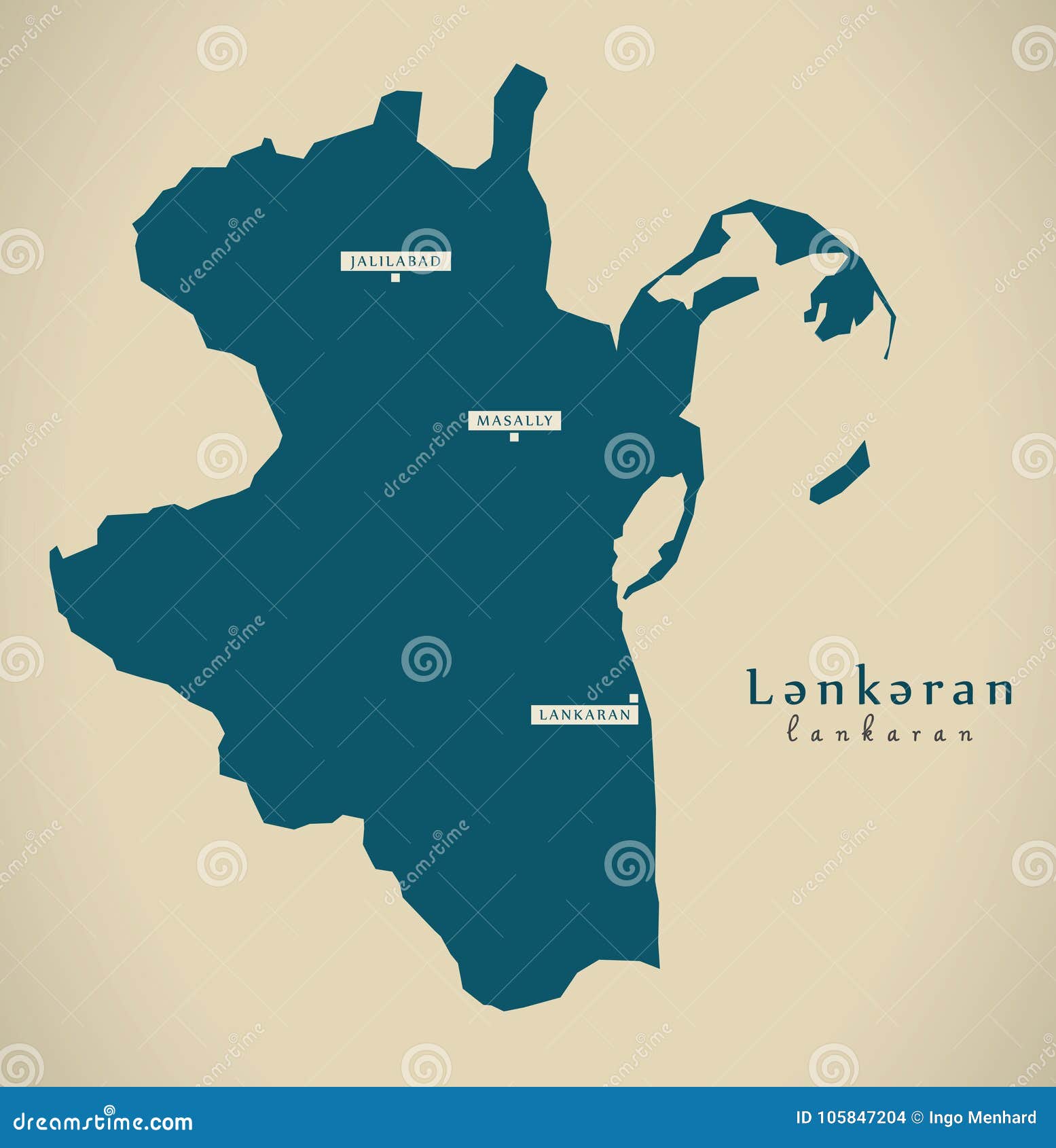 Lankaran City Republic Of Azerbaijan Map Vector Illustration, Vector ...