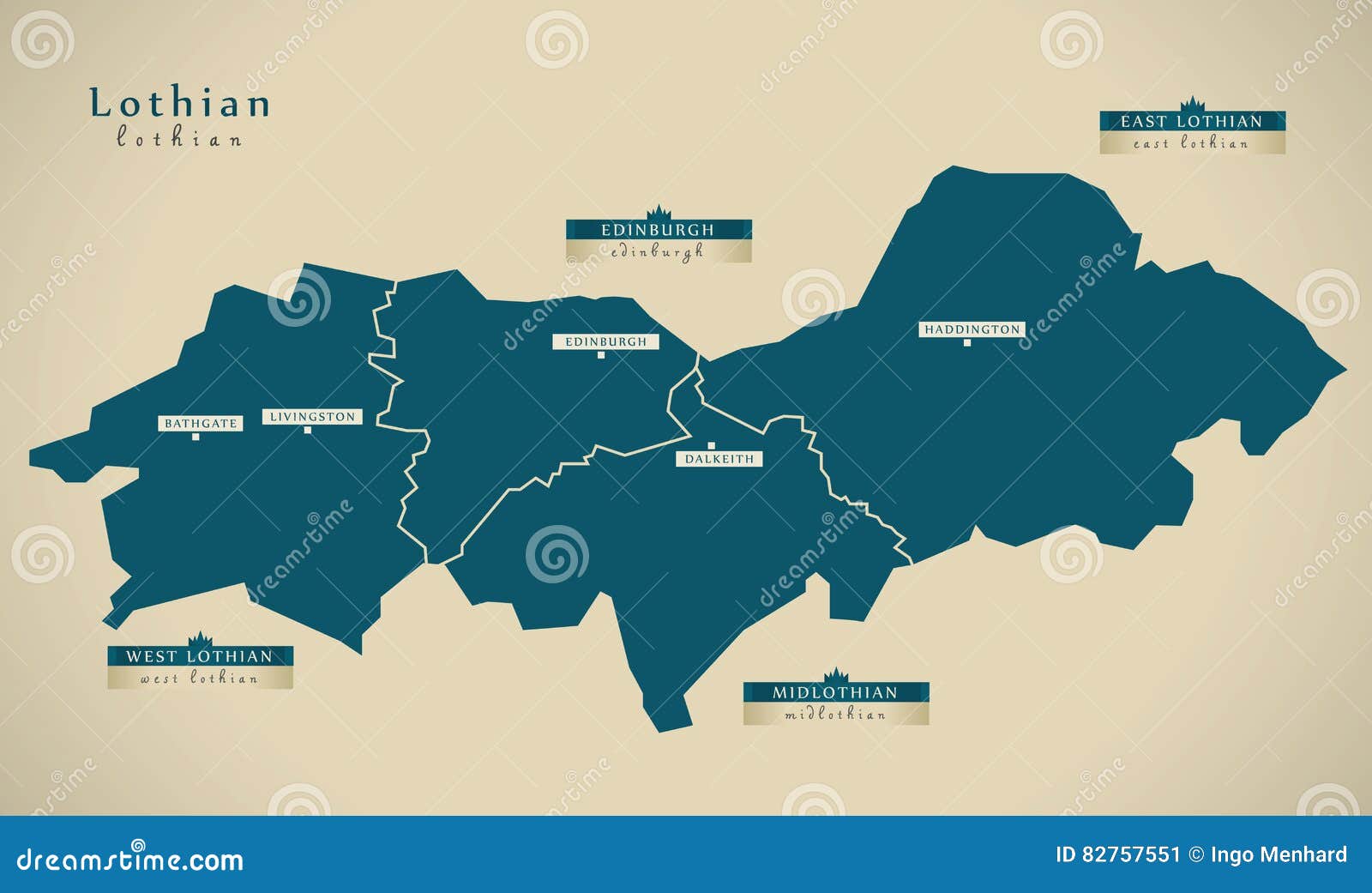 Modern Map - Lothian UK Scotland Stock Illustration - Illustration of ...
