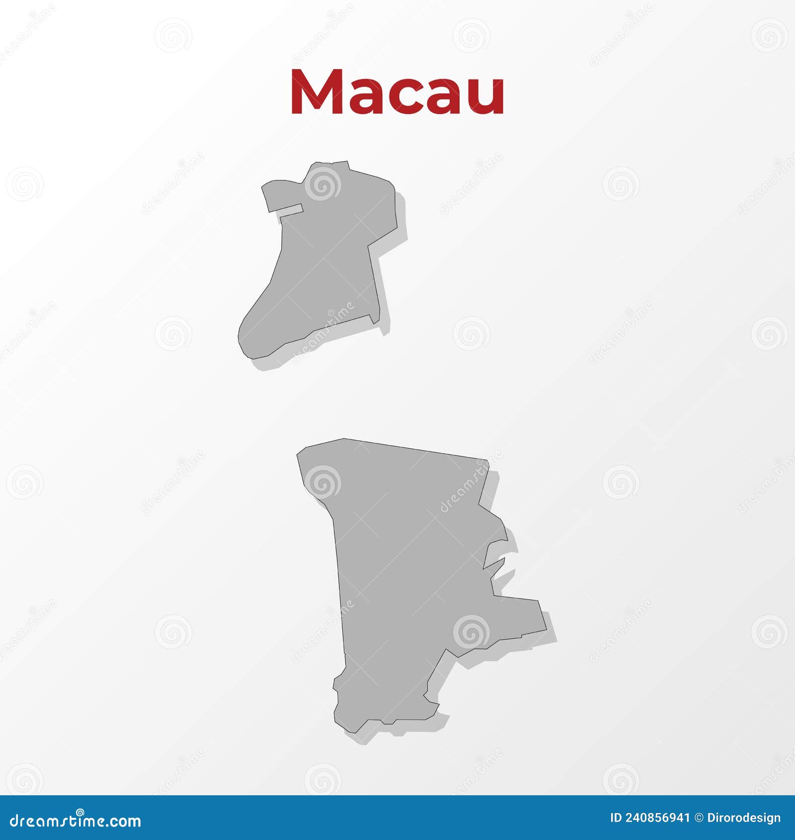 A Modern Map of Macau with a Division into Regions, on a Gray ...