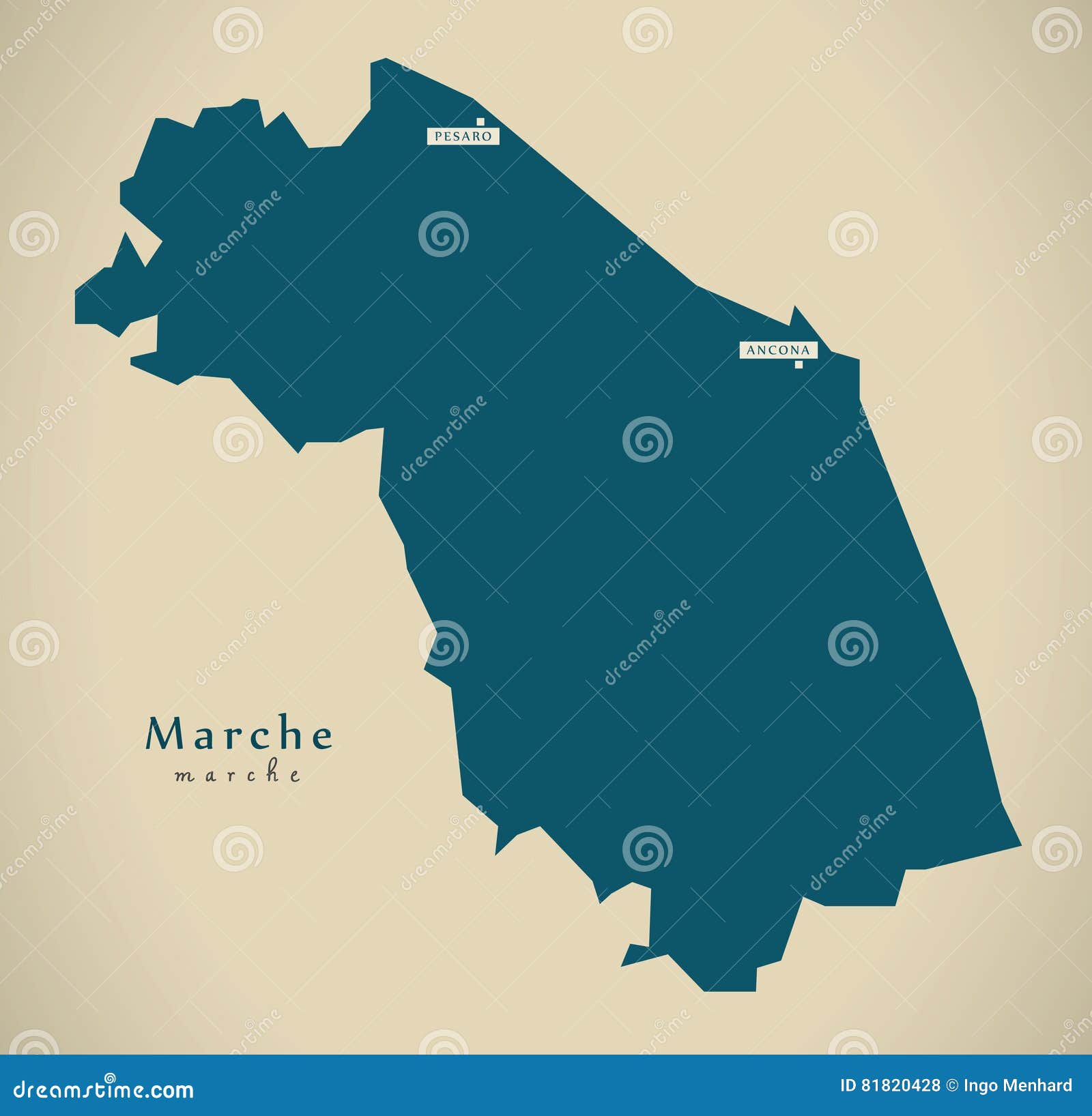 Modern Map - Marche it Italy Stock Illustration - Illustration of ...