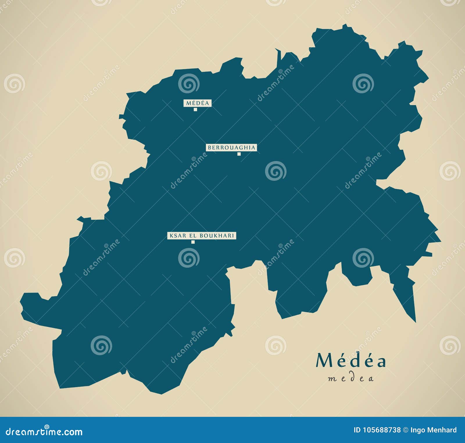 Modern Map - Medea DZ stock illustration. Illustration of county ...