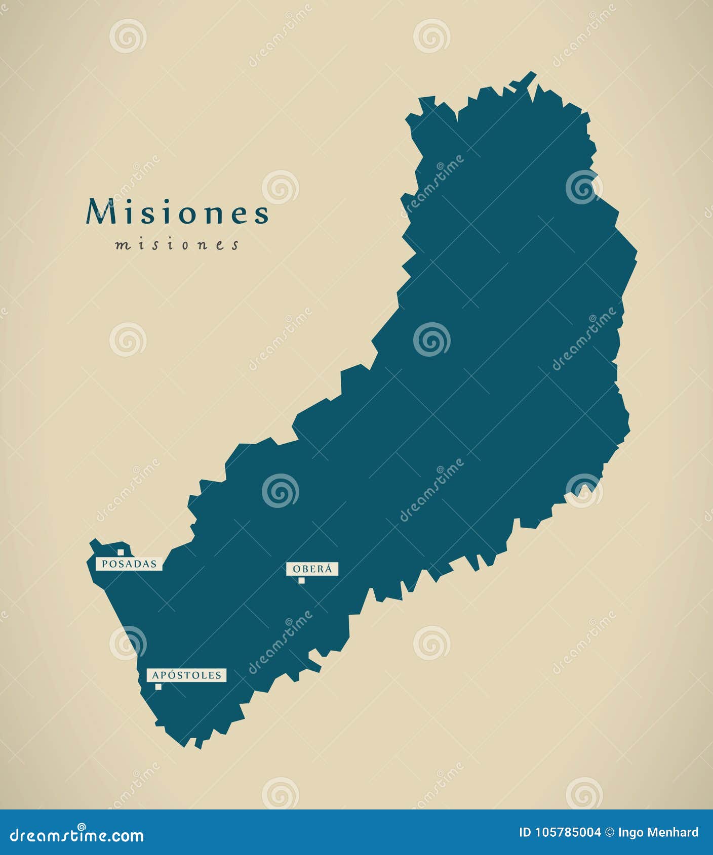 Modern Map - Misiones AR stock illustration. Illustration of geography ...