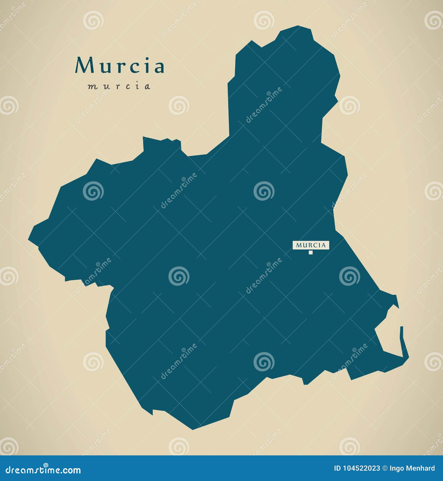 Murcia Spain City Map In Retro Style In Golden Color. Outline Map ...