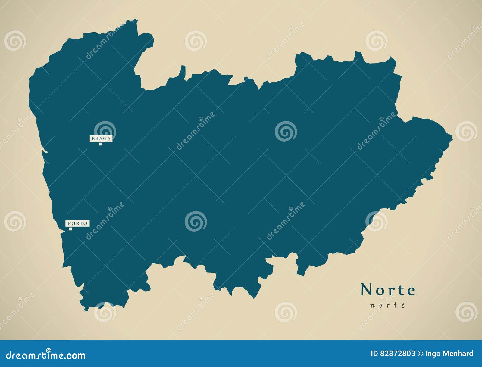 Modern Map - Norte Portugal PT Stock Illustration - Illustration of ...