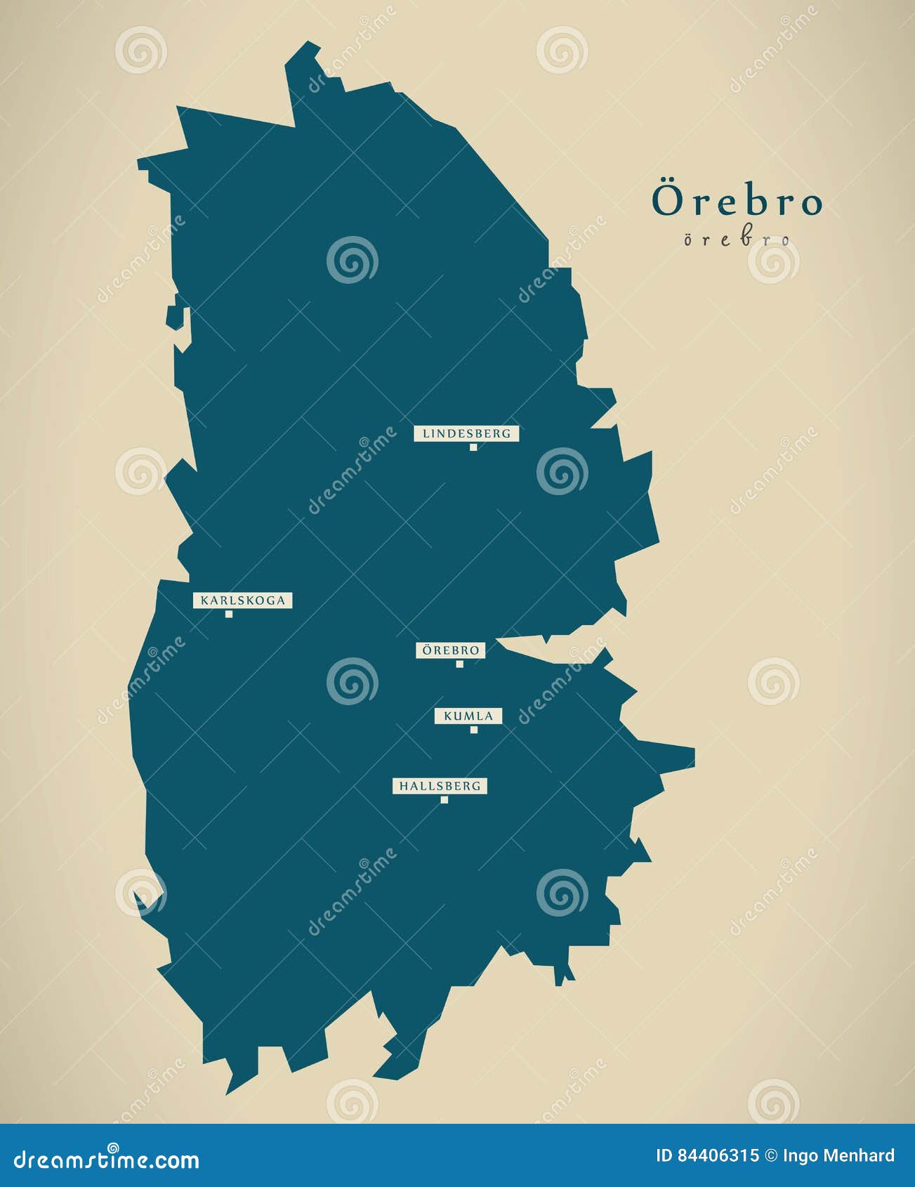 Orebro Map Of Sweden With Swedish National Flag Illustration ...