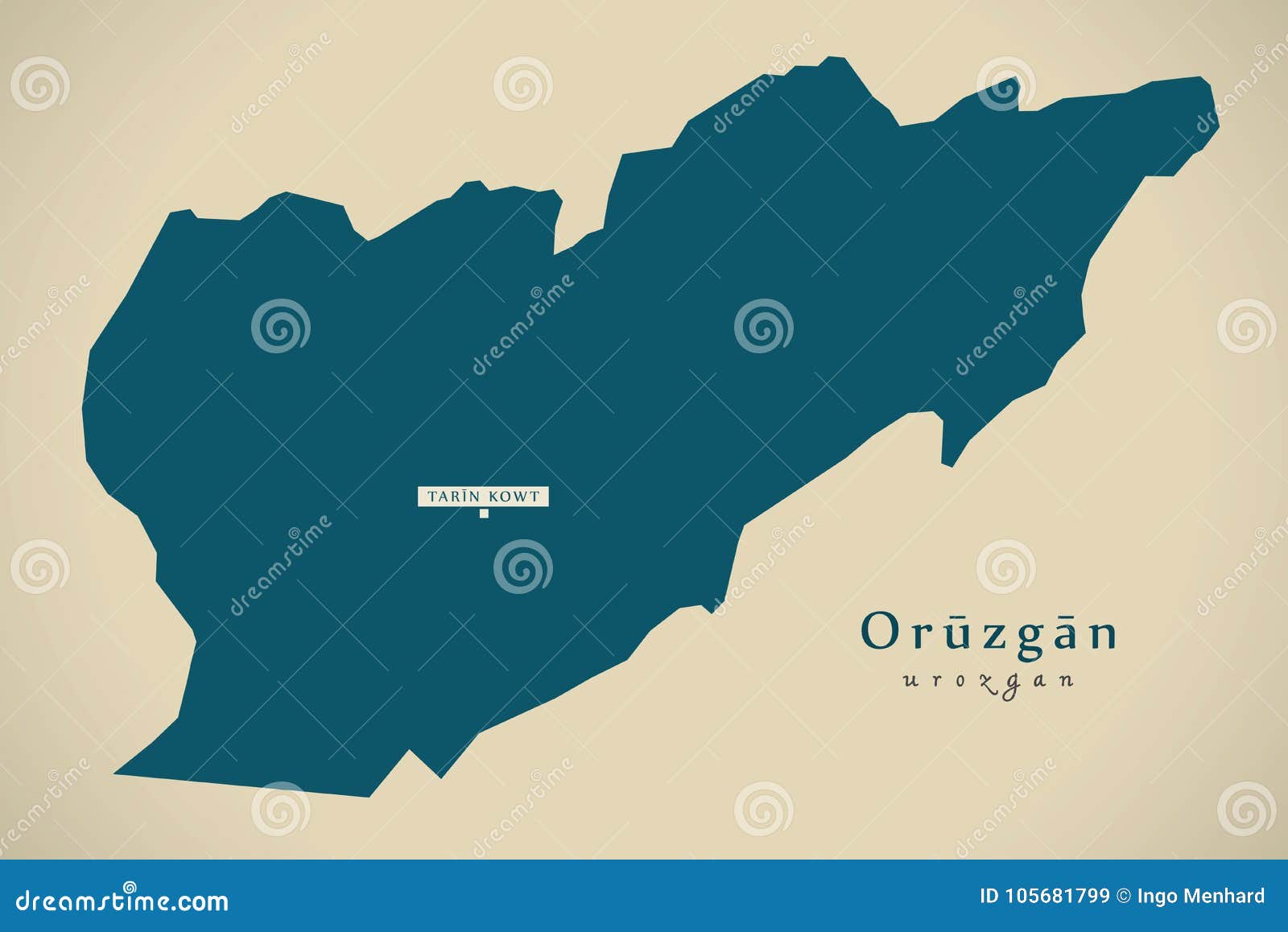 Modern Map - Oruzgan AF stock illustration. Illustration of districts ...