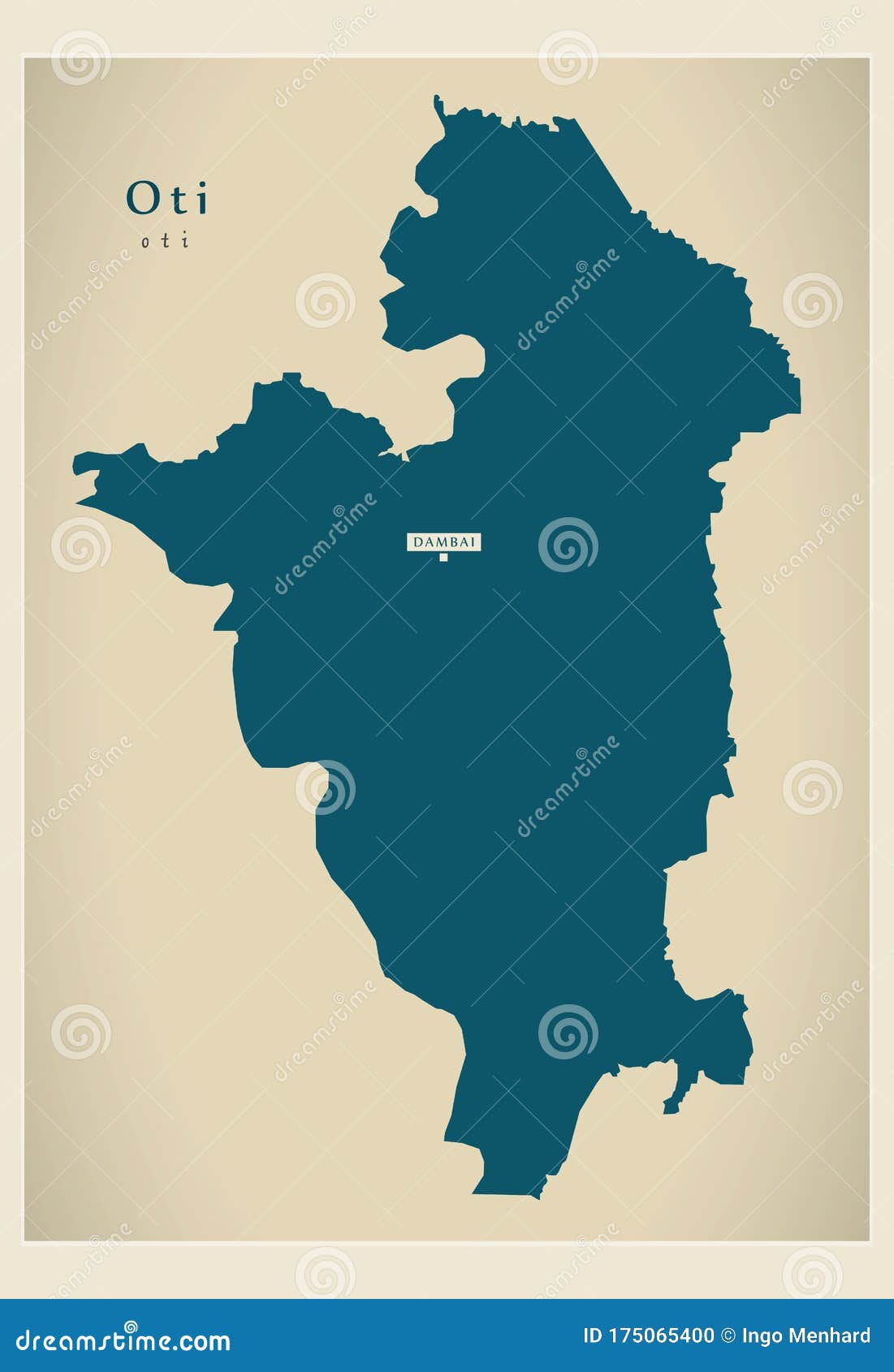 Modern Map - Oti Region Map of Ghana GH Stock Vector - Illustration of ...
