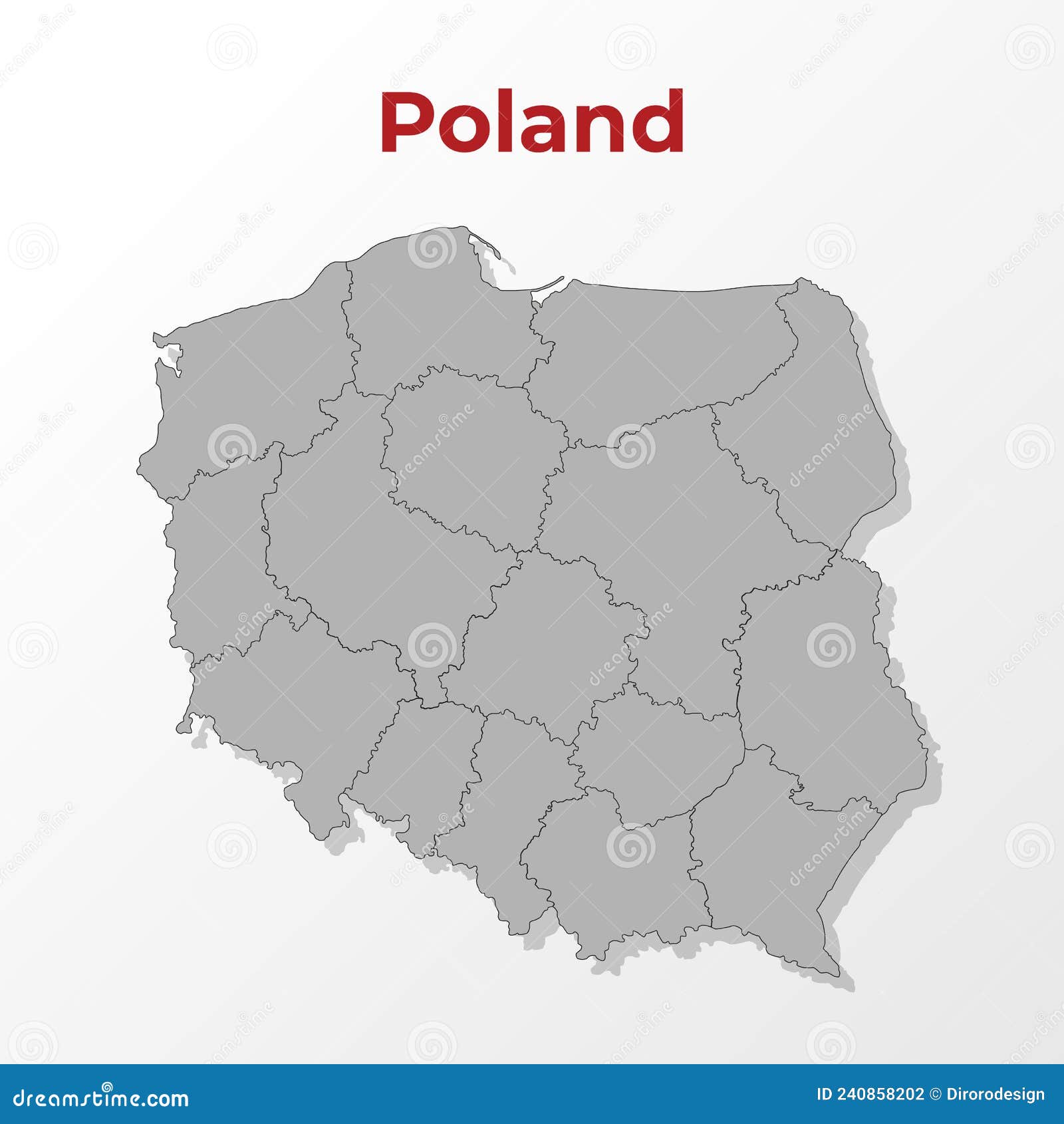 Poland Map In Gray On A Black Background 3d Cartoon Vector ...