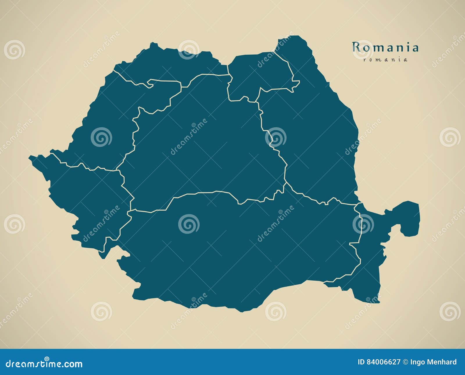 Modern Map - Romania with Regions RO Stock Illustration - Illustration of flat, administrative ...