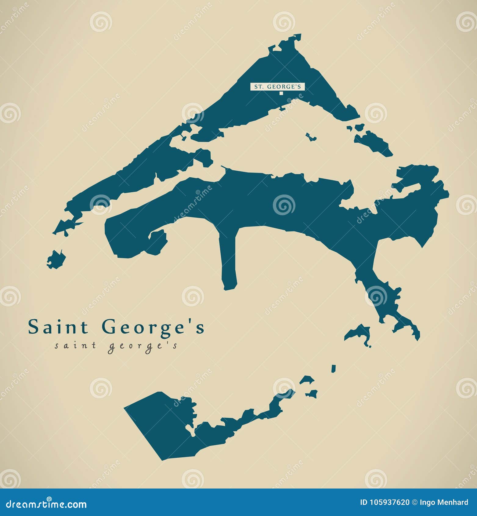 Modern Map - Saint George`s BM Stock Illustration - Illustration of ...