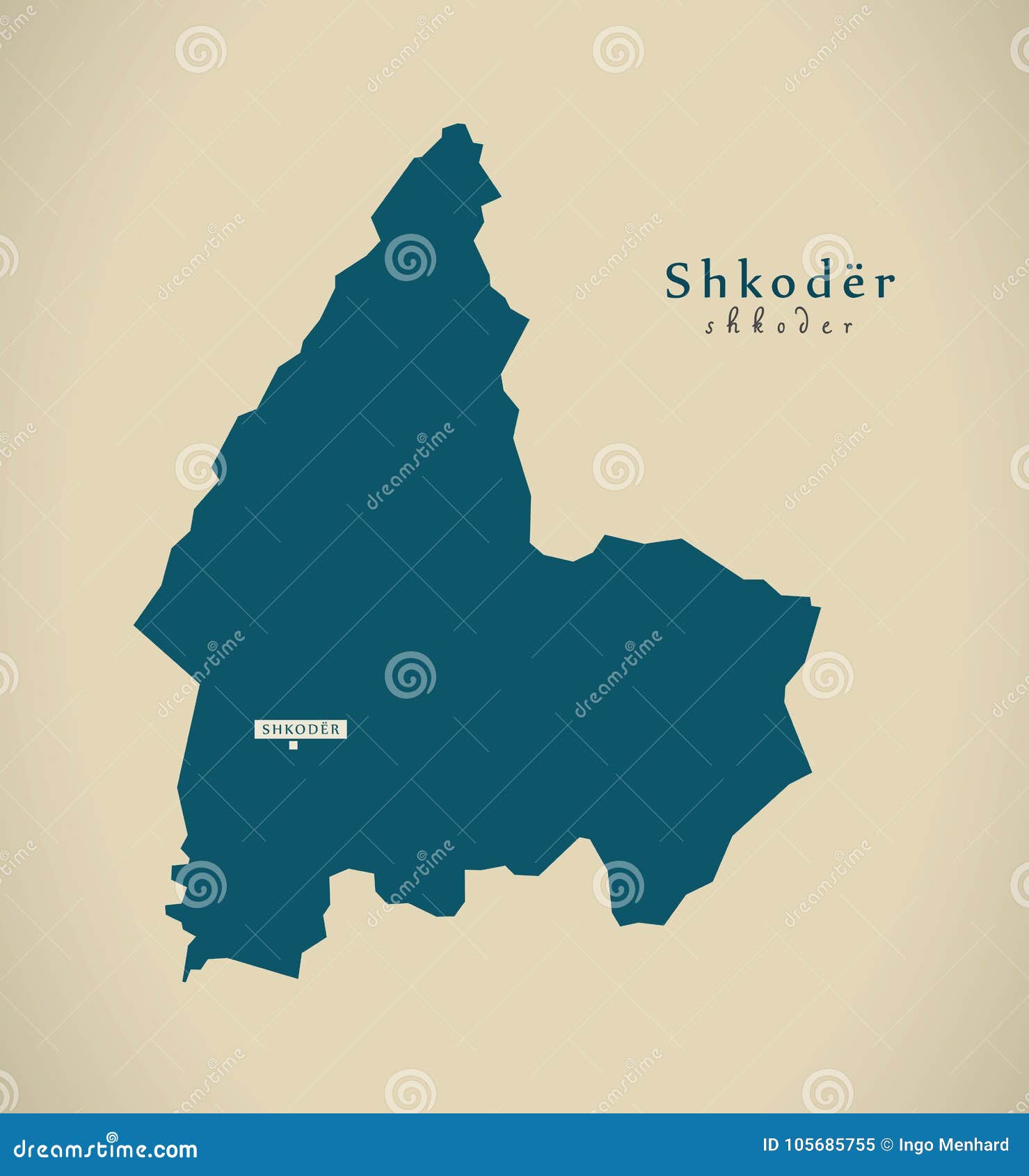 Shkoder Map Illustration On White Background Royalty-Free Cartoon ...