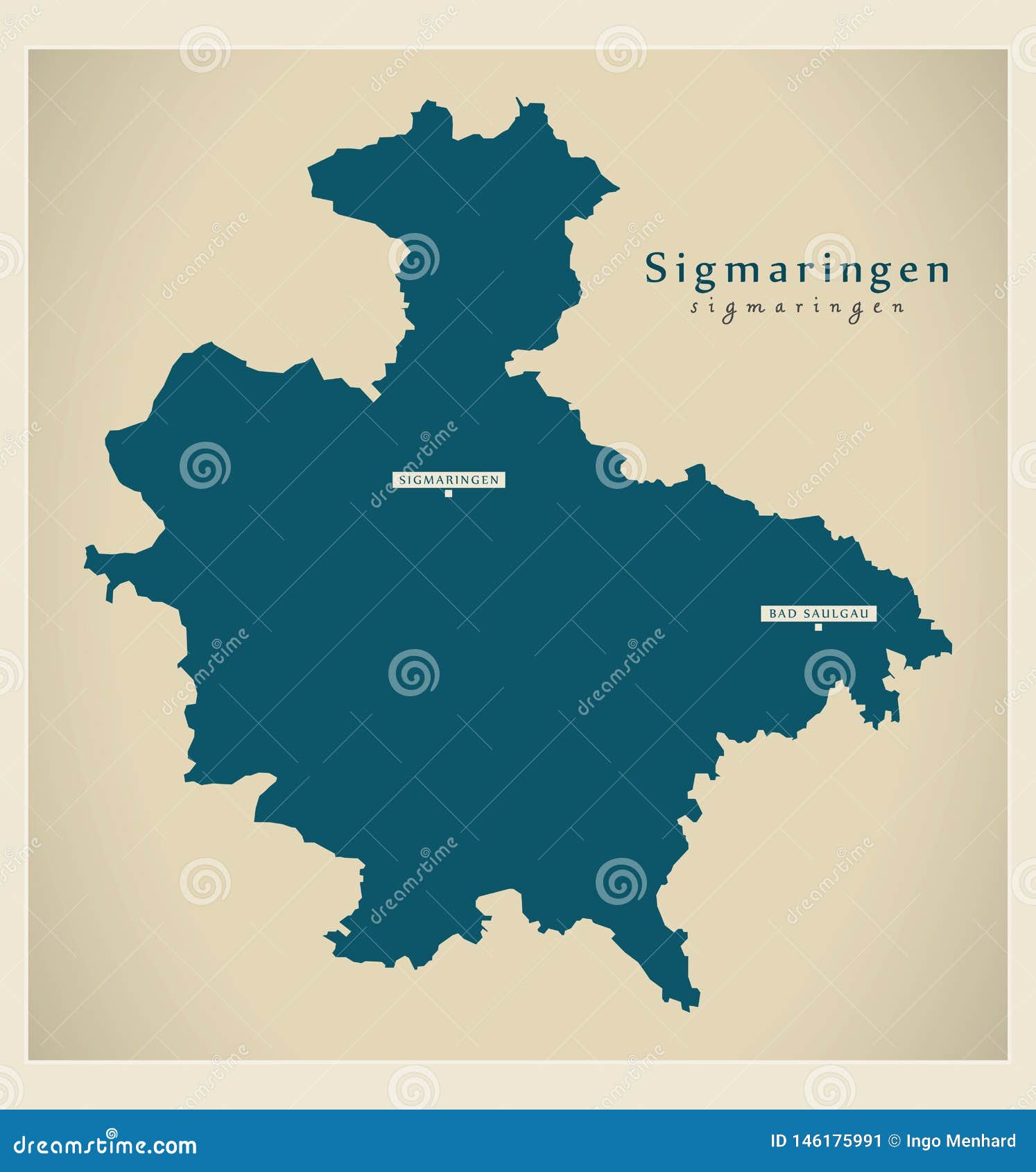 Modern Map - Sigmaringen County of Baden Wuerttemberg DE Stock Vector ...