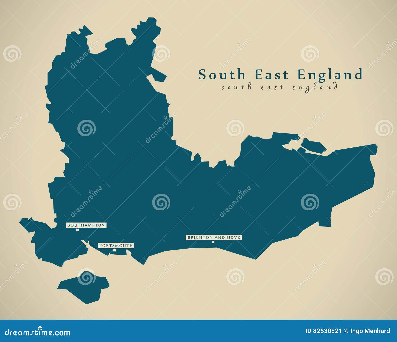 Modern Map - South East England UK Stock Illustration - Illustration of ...