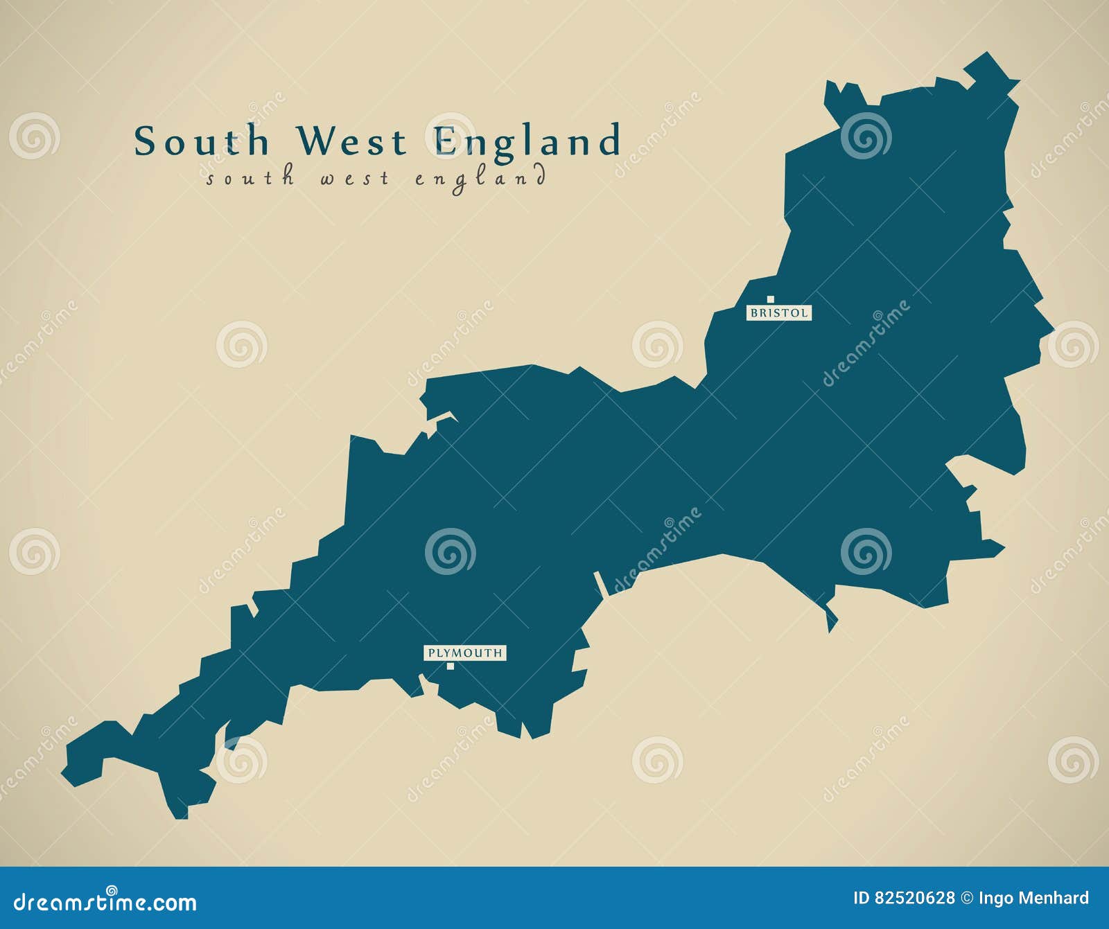 Modern Map - South West England UK Stock Illustration - Illustration of ...