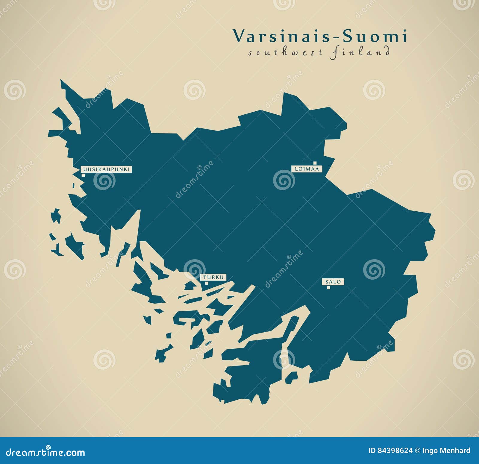 Varsinais-Suomi Map Of Finland With Finnish National Flag Illustration ...